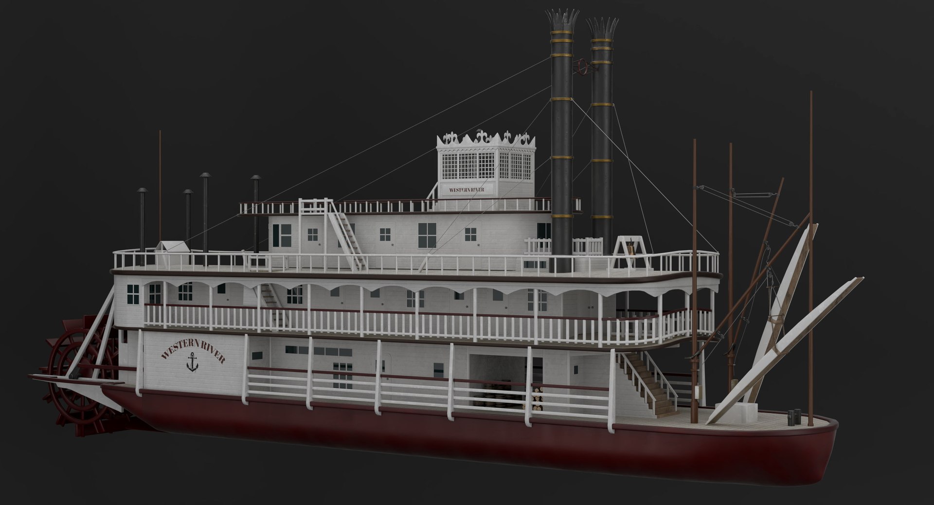 3D Model Western River Steamboat - TurboSquid 2255160