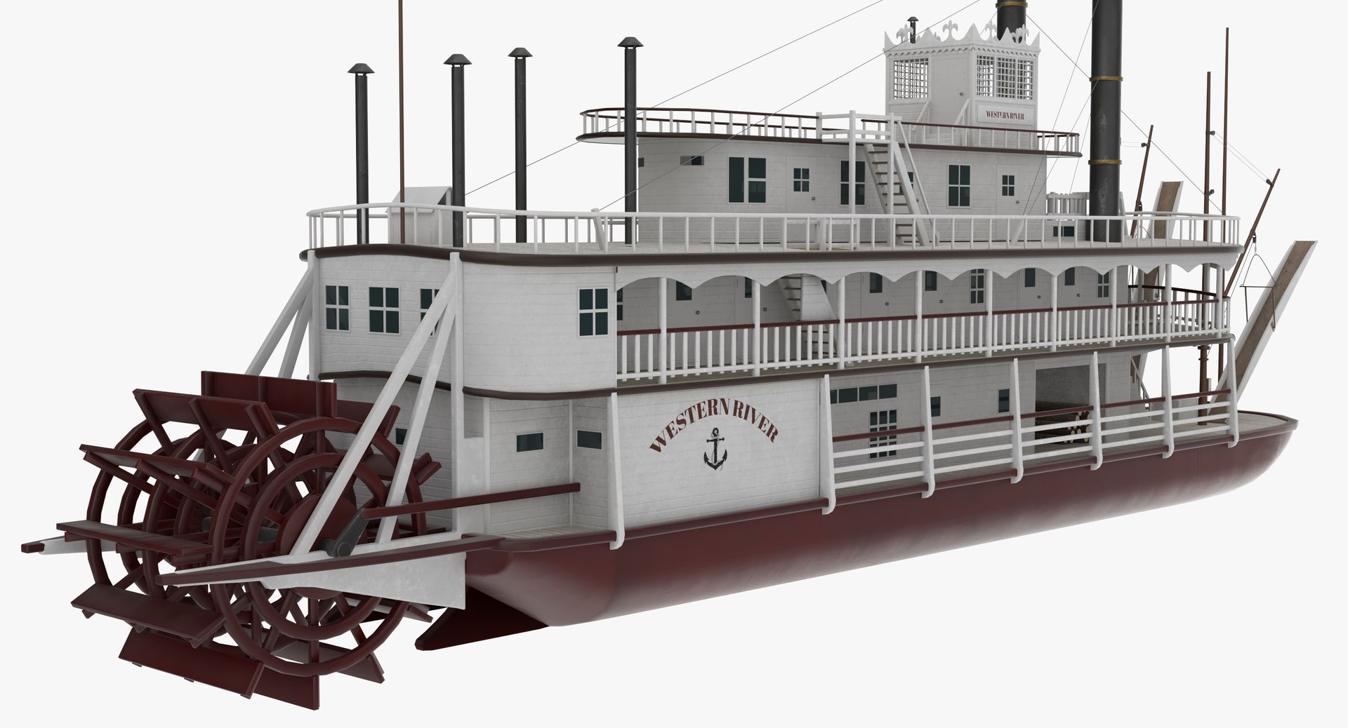 3D Model Western River Steamboat - TurboSquid 2255160