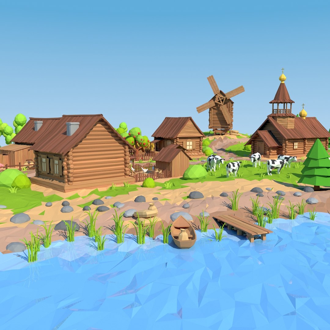 3d village cartoon model
