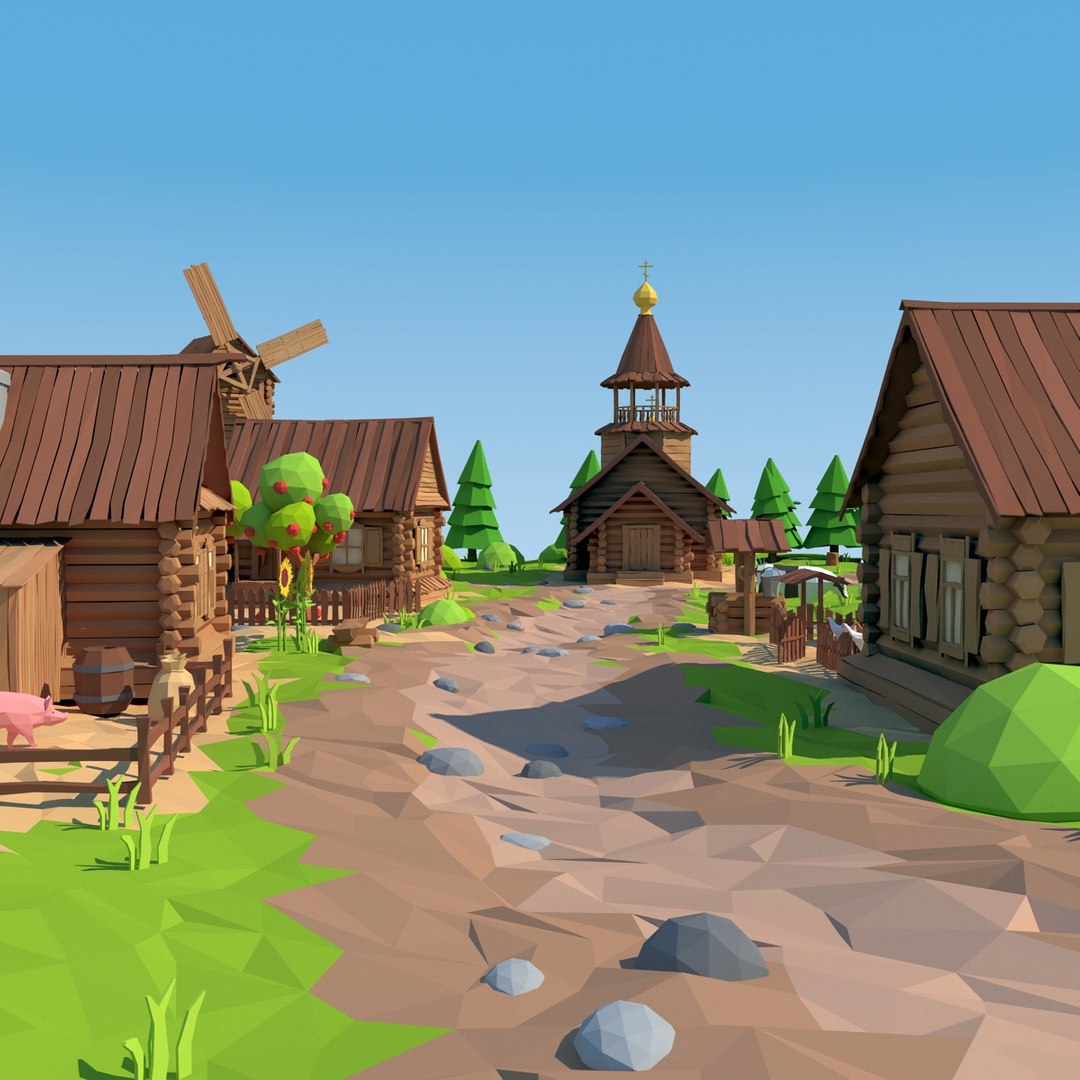 3d village cartoon model