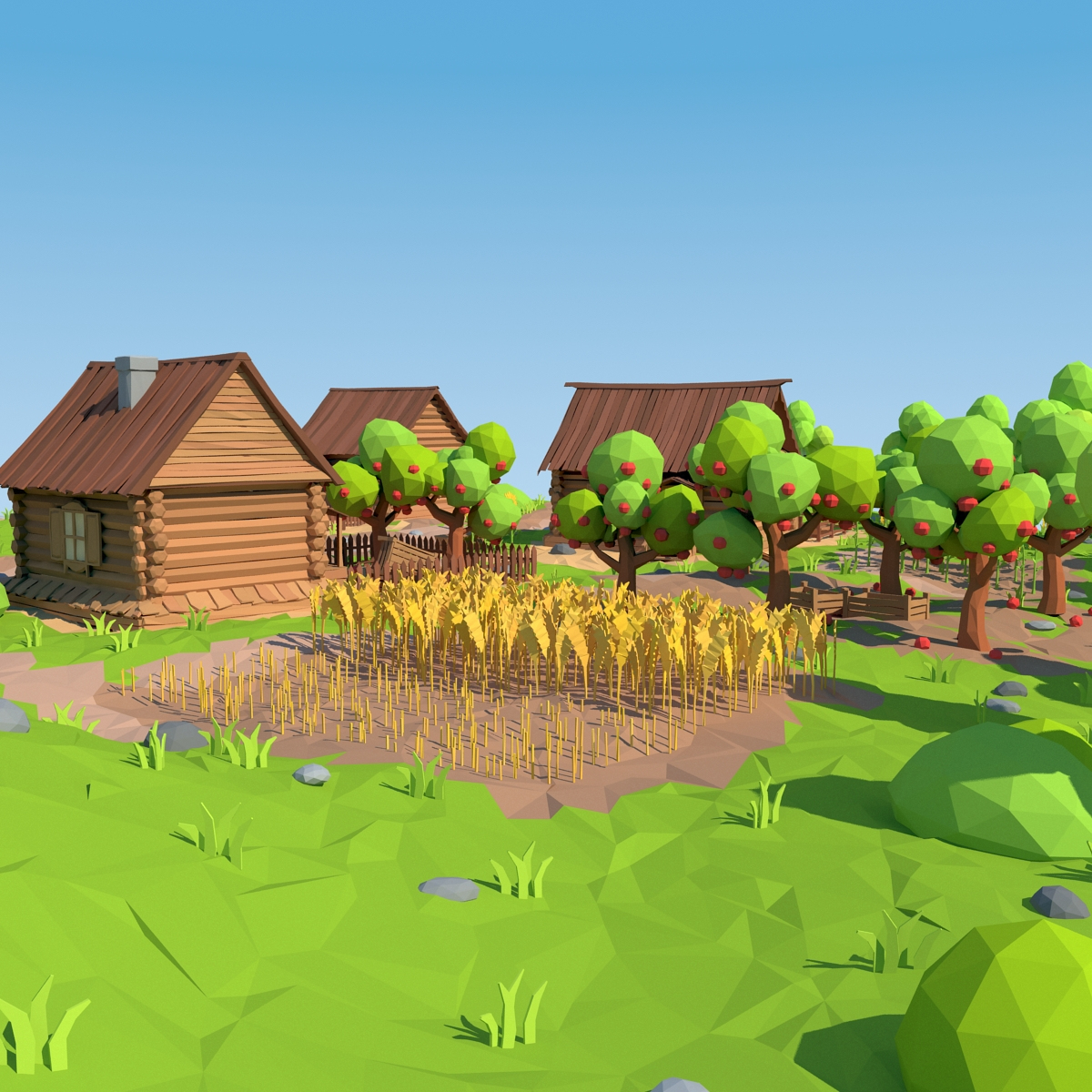 3d village cartoon model