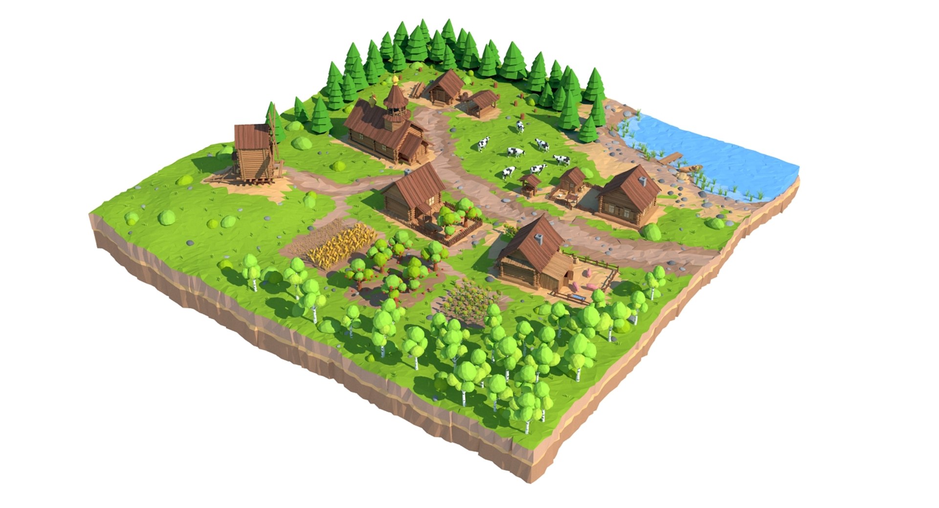 3d village cartoon model