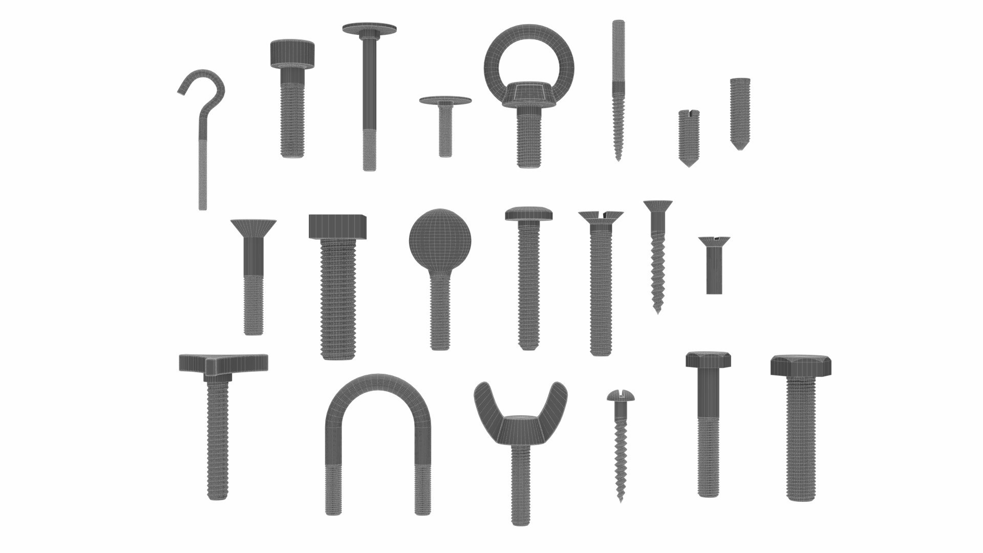 3D Large collection of fasteners model - TurboSquid 1856649