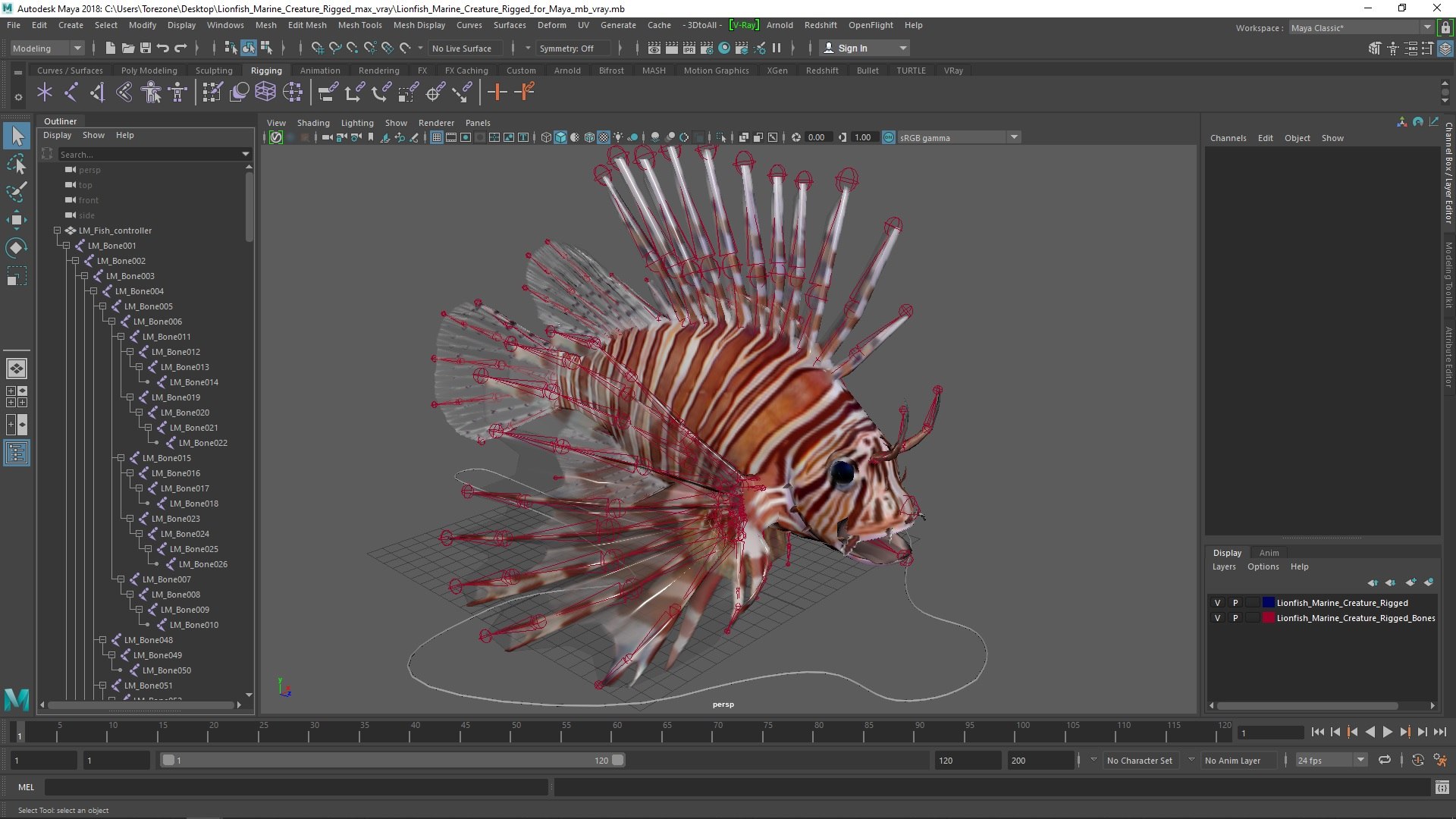 3D Lionfish Marine Creature Rigged For Maya - TurboSquid 2353125