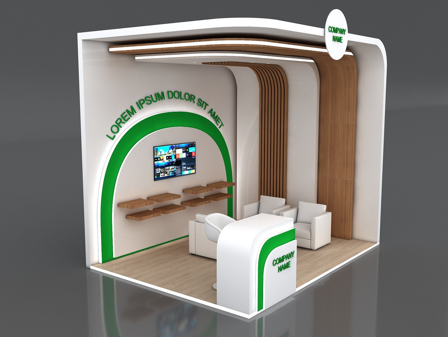 Booth Exhibition Stand Stall 4x3m Height 360 Cm 2 Side Open 3D - TurboSquid 2073491