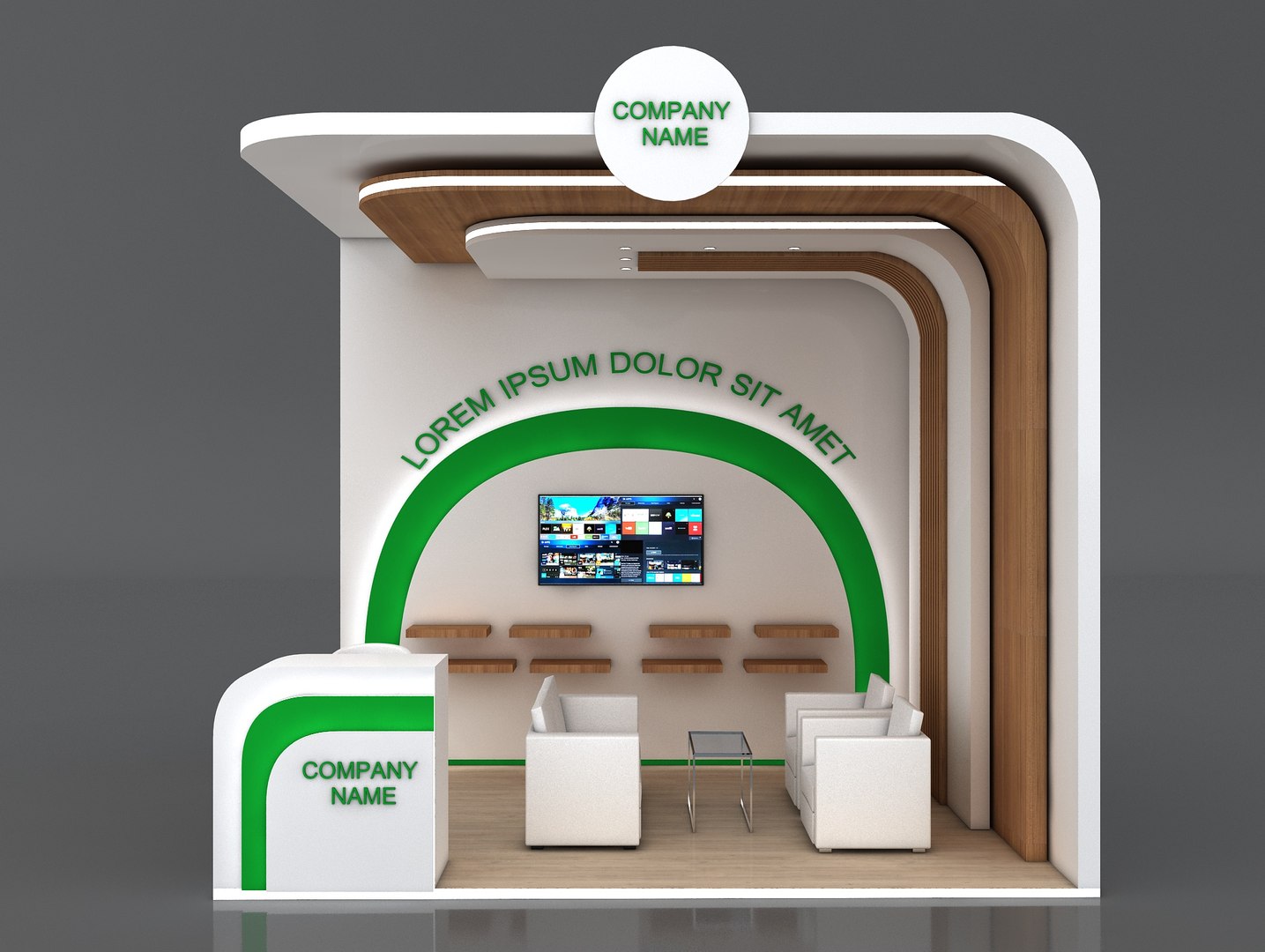 Booth Exhibition Stand Stall 4x3m Height 360 Cm 2 Side Open 3D ...