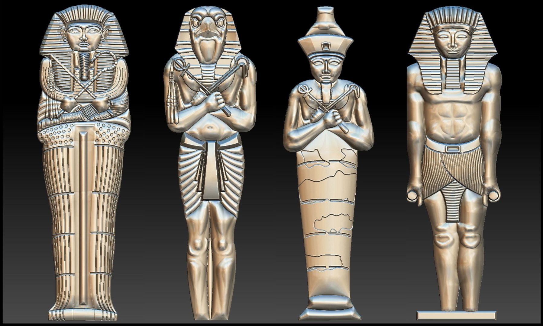Set 4 Statues Egypt 3D Model - TurboSquid 1252805