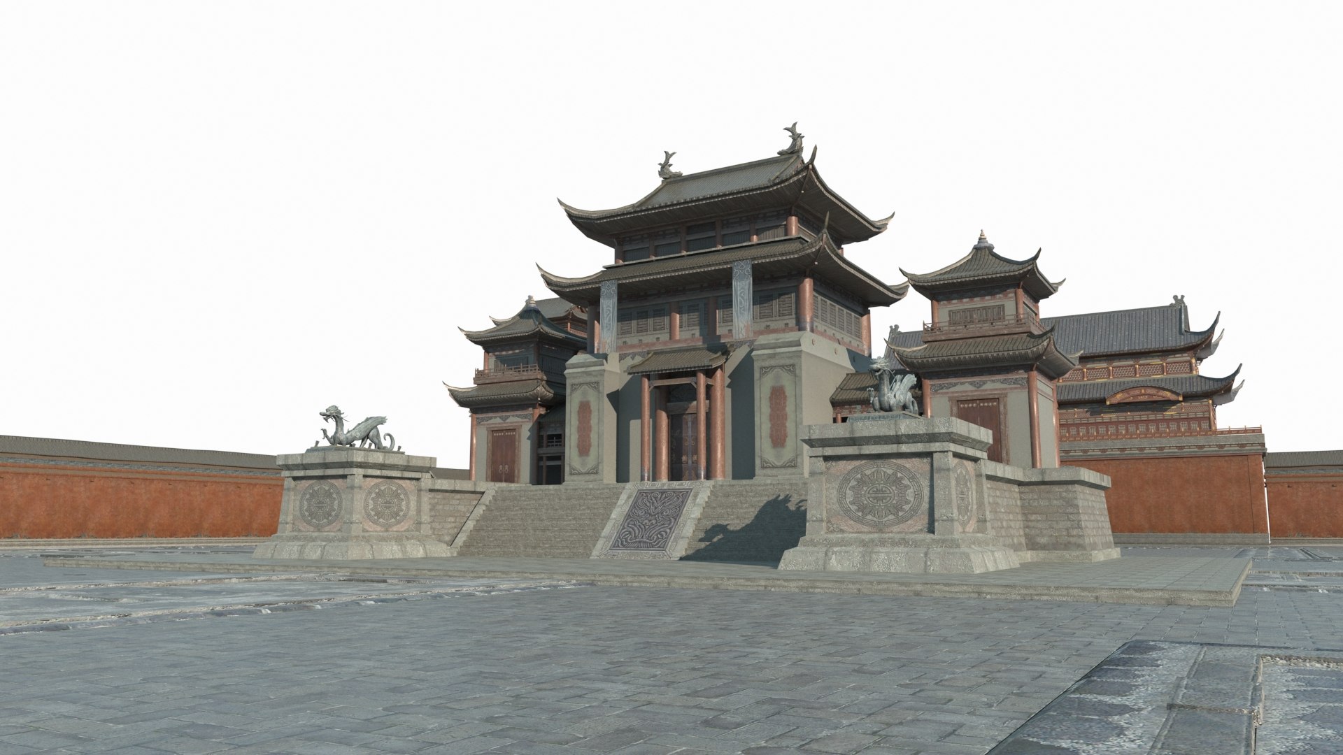Large Palace Square In Ancient Asian Architecture 3D Model - TurboSquid ...