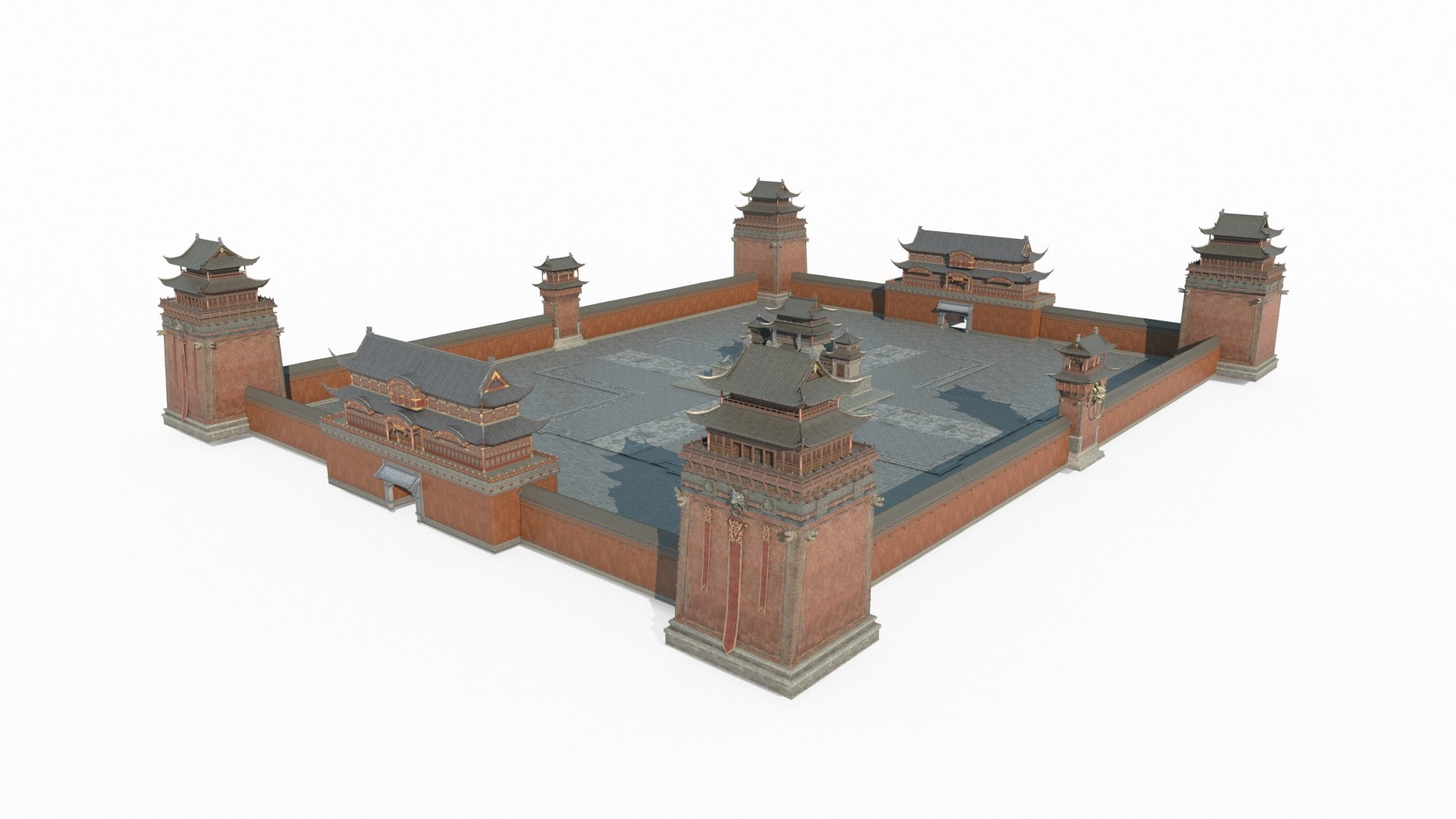 Large Palace Square In Ancient Asian Architecture 3D Model - TurboSquid ...