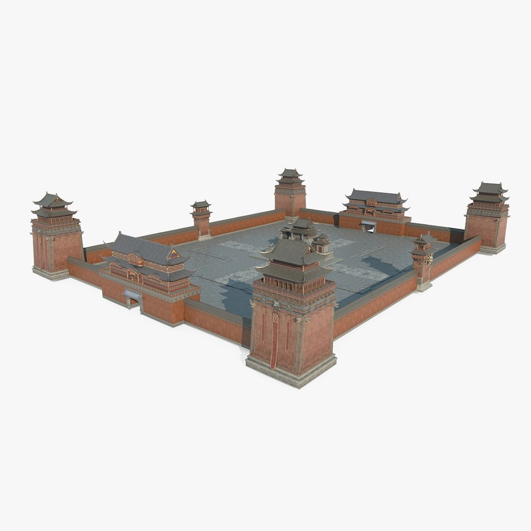 Large Palace Square in Ancient Asian Architecture 3D model - TurboSquid ...