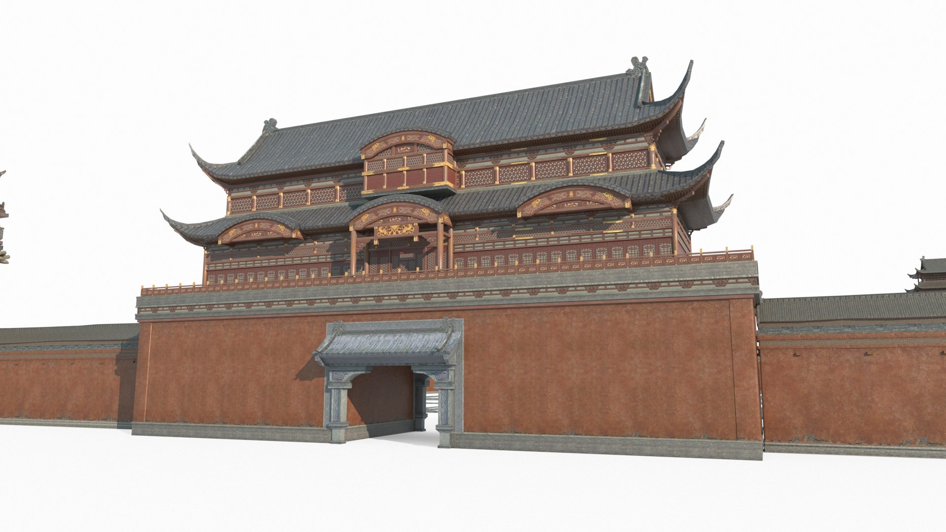 Large Palace Square In Ancient Asian Architecture 3D Model - TurboSquid ...