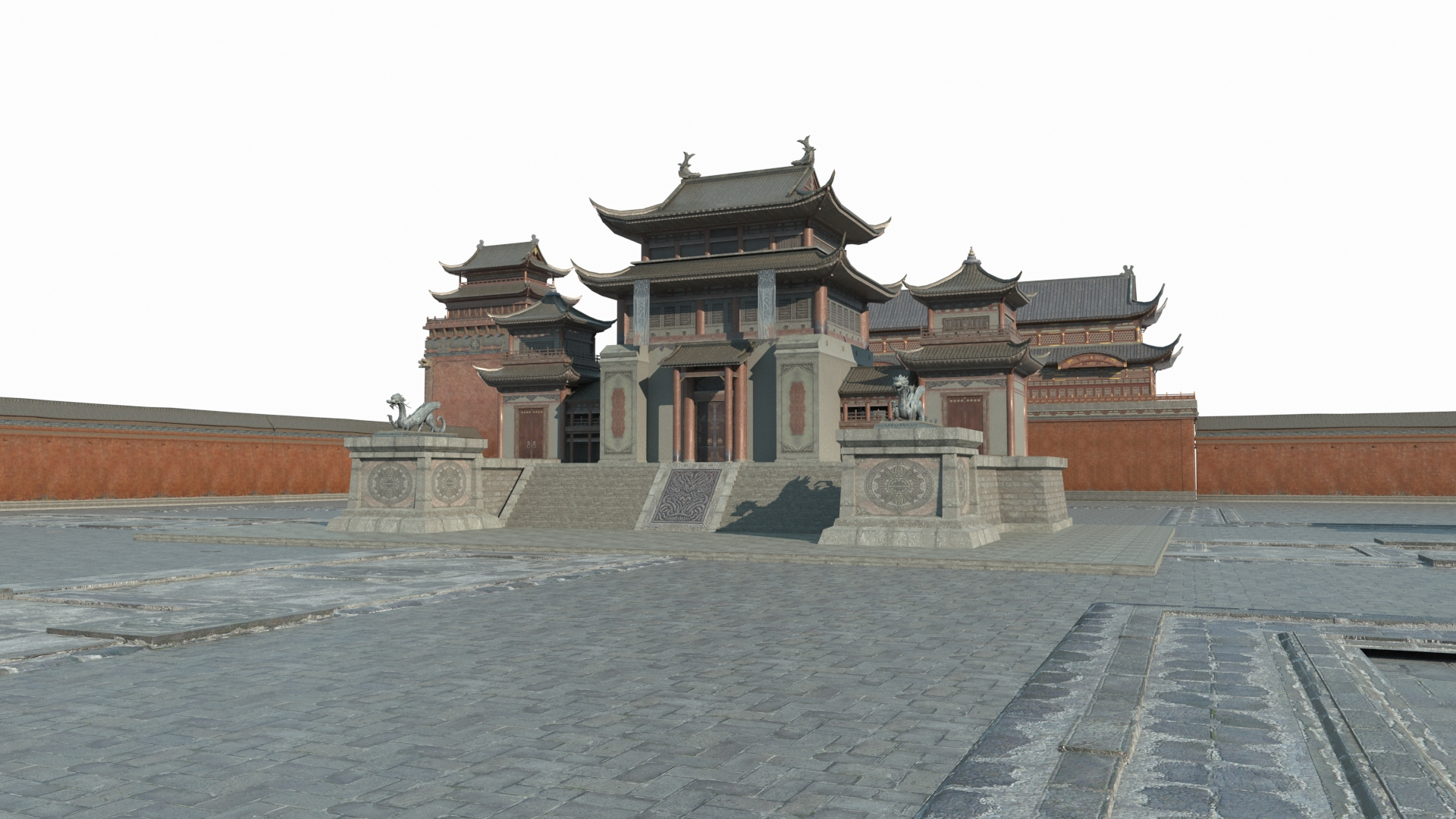 Large Palace Square In Ancient Asian Architecture 3D Model - TurboSquid ...