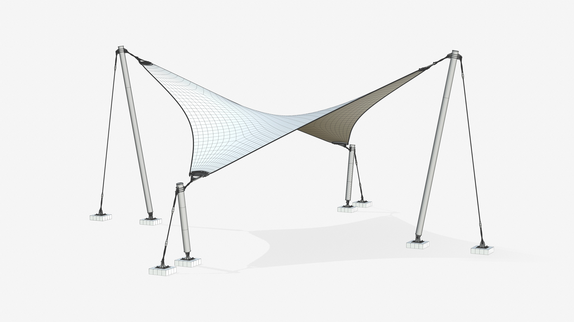 3D Tensile Structures Architecture Colorful model - TurboSquid 1904158