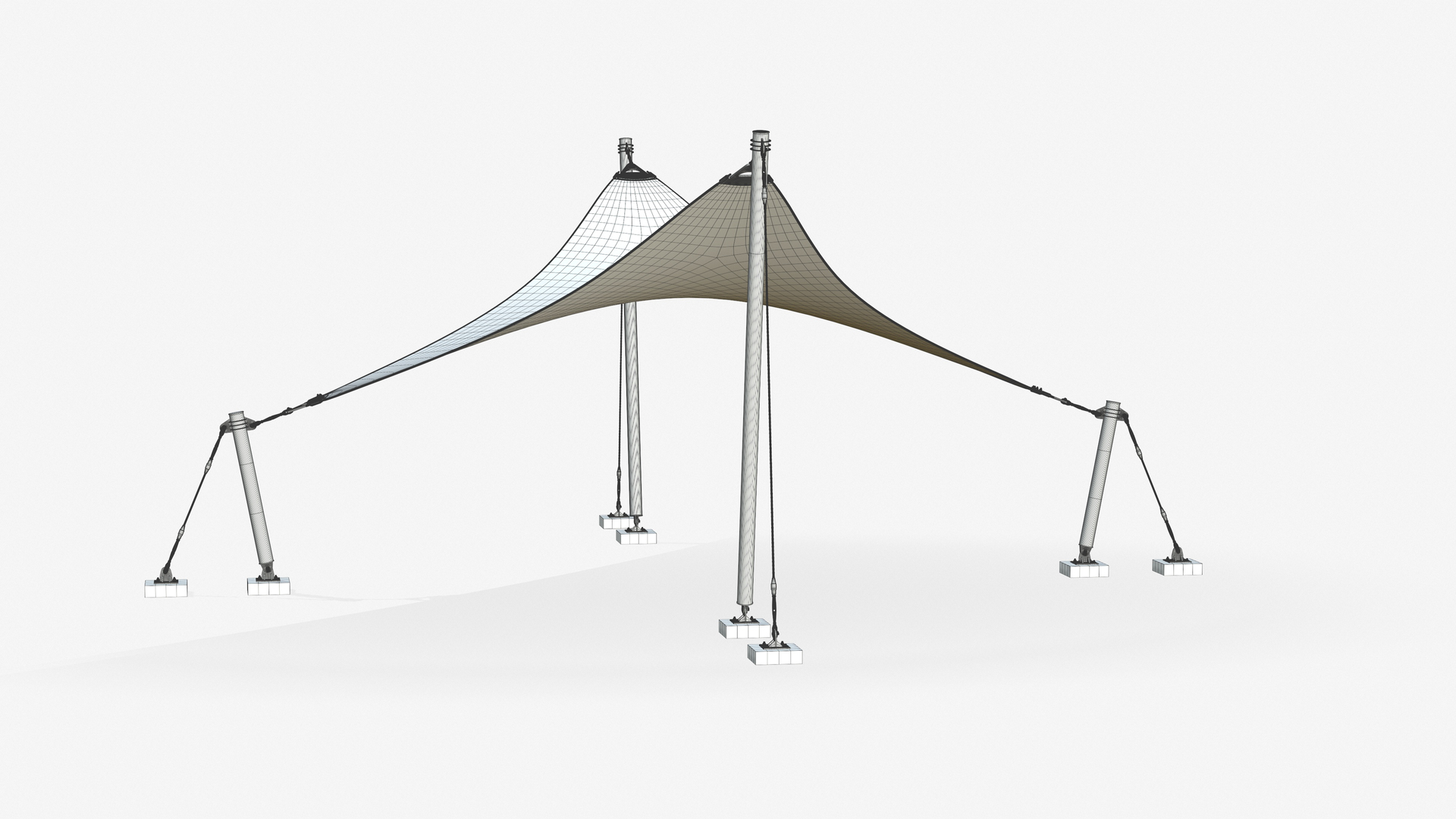 3D Tensile Structures Architecture Colorful model - TurboSquid 1904158