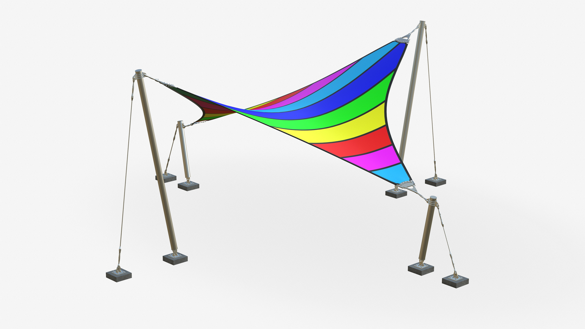 3D Tensile Structures Architecture Colorful model - TurboSquid 1904158