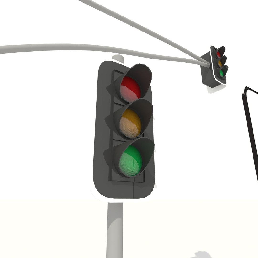 3d Max Traffic Light Road Signs
