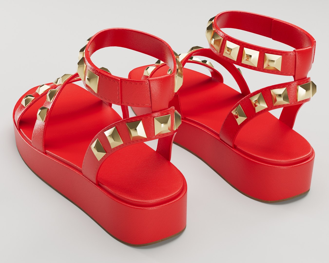 3D Model The Wade Ecru Studded Strappy Platform Sandals - TurboSquid ...