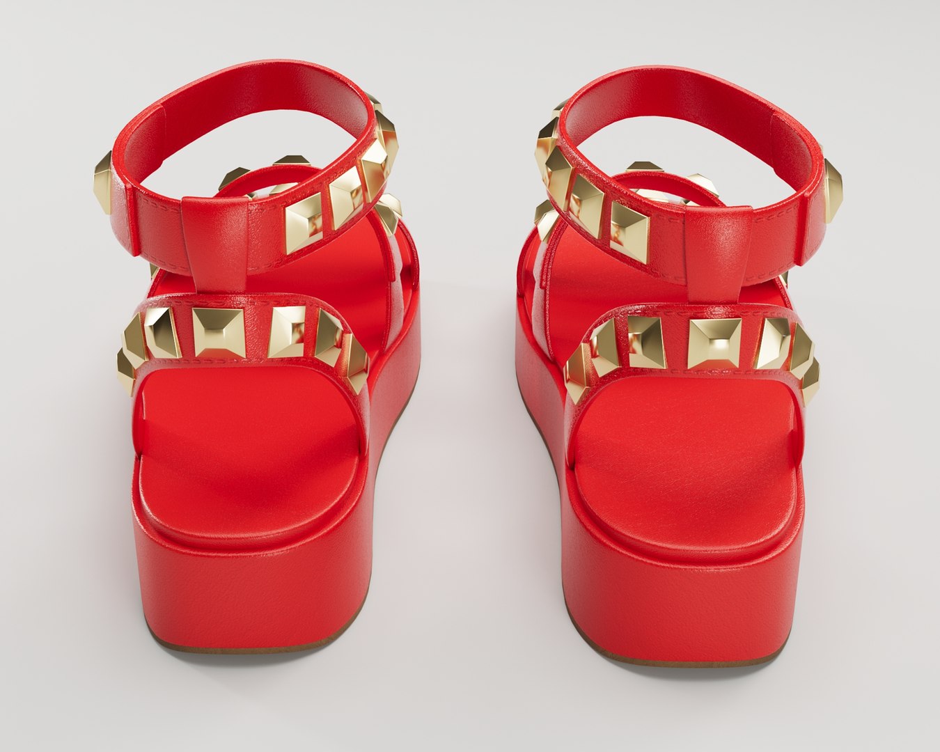3D Model The Wade Ecru Studded Strappy Platform Sandals - TurboSquid ...
