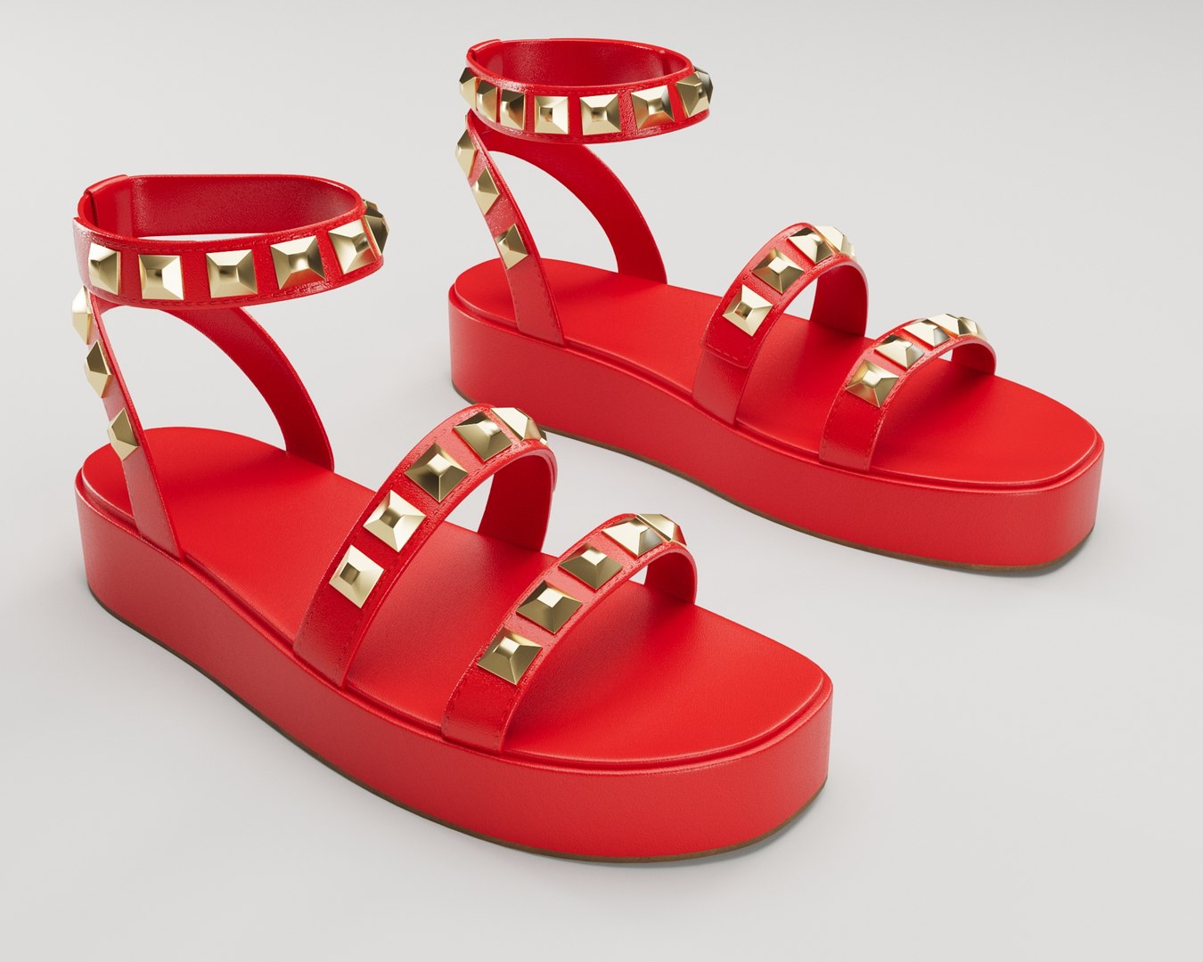 3D Model The Wade Ecru Studded Strappy Platform Sandals - TurboSquid ...