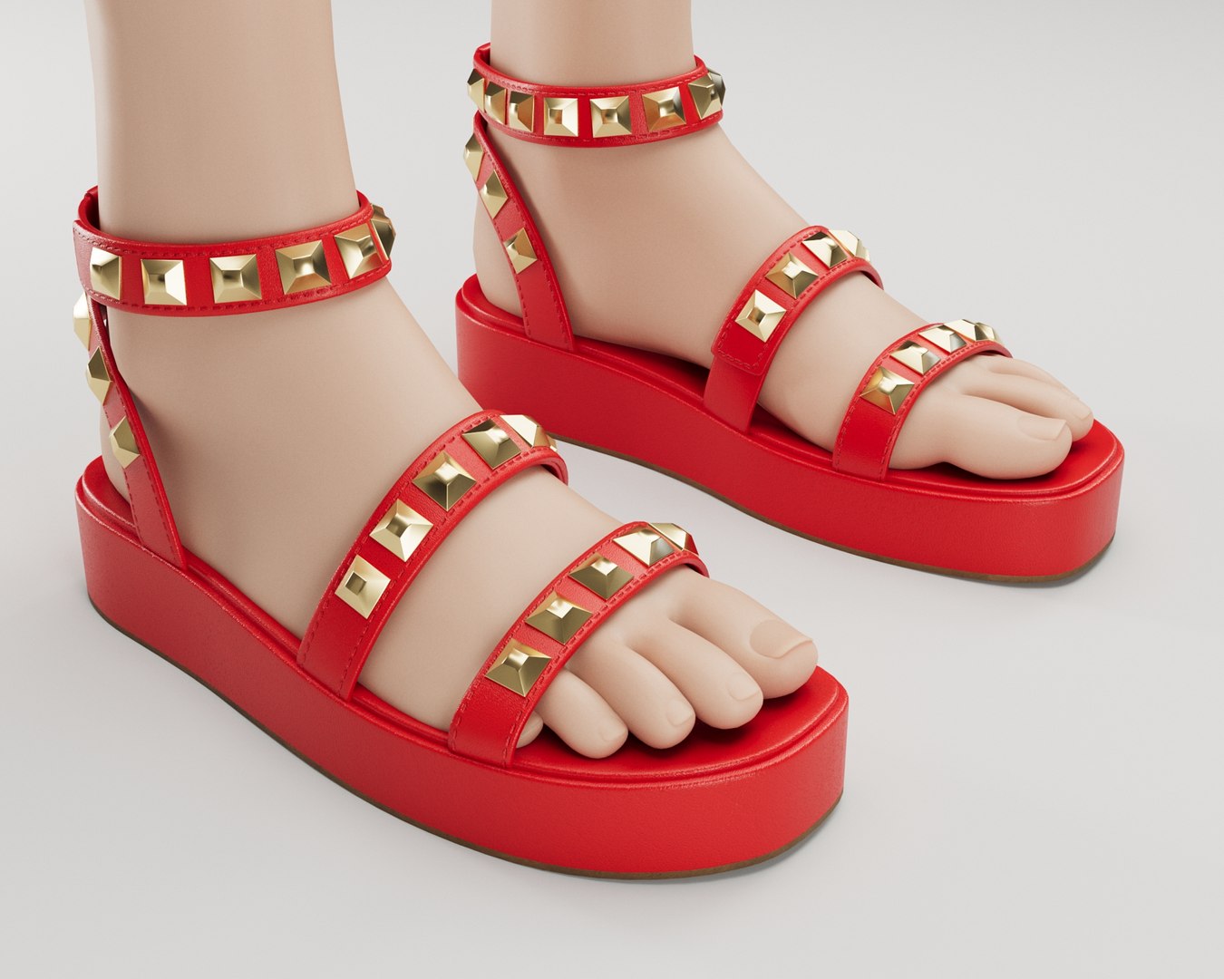 3D Model The Wade Ecru Studded Strappy Platform Sandals - TurboSquid ...