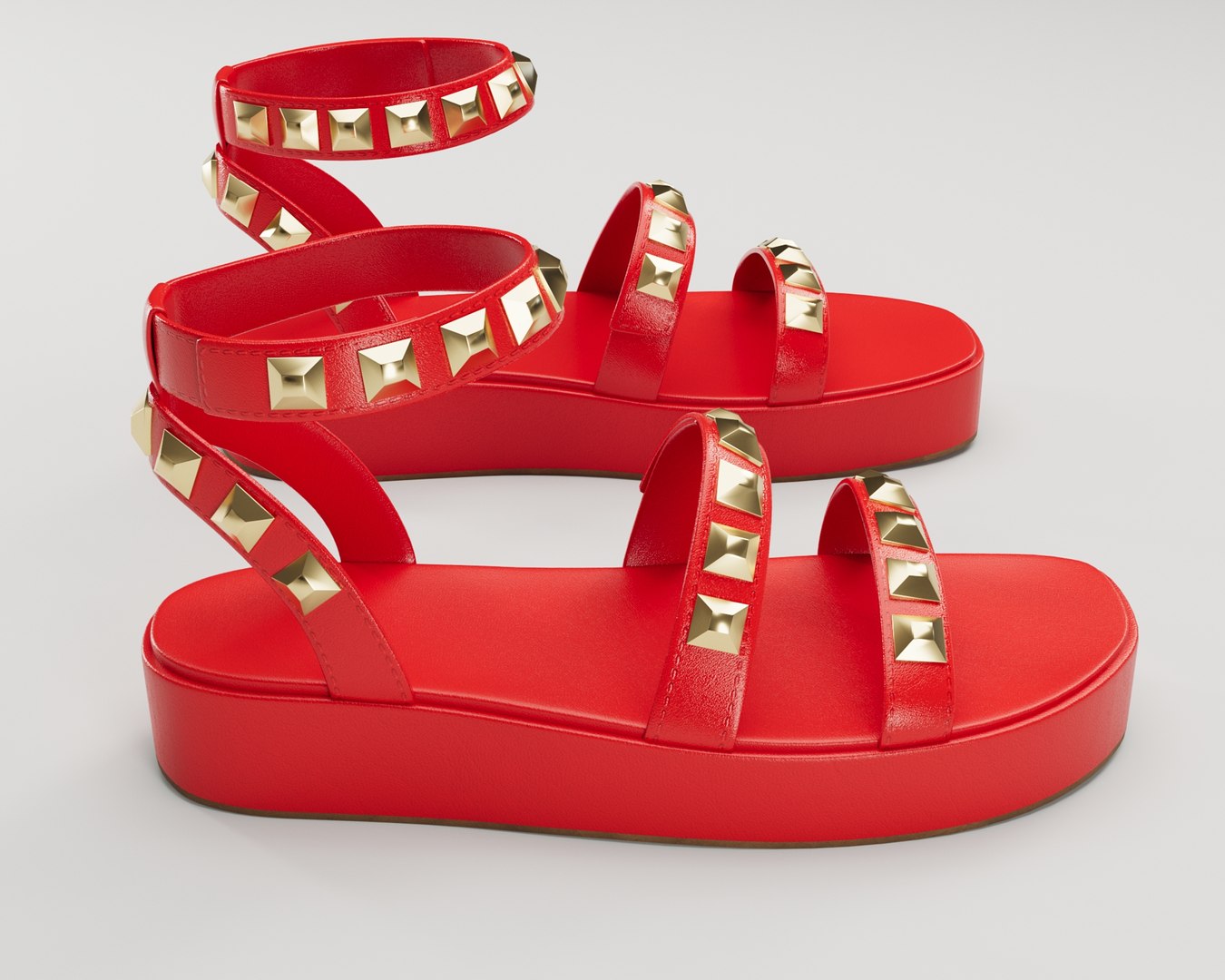 3D Model The Wade Ecru Studded Strappy Platform Sandals - TurboSquid ...