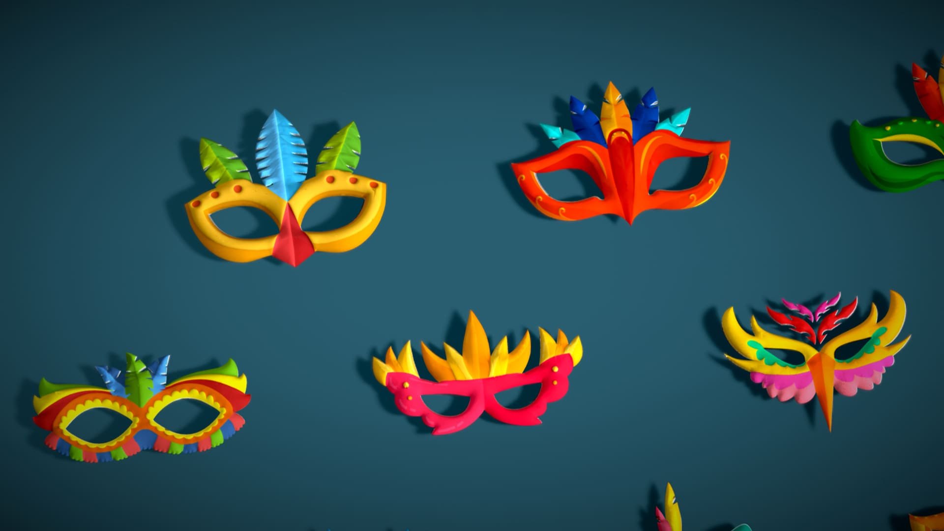 20 Carnival Feather Mask Pack 2 Kids Party Mask - Stylized Costume ...