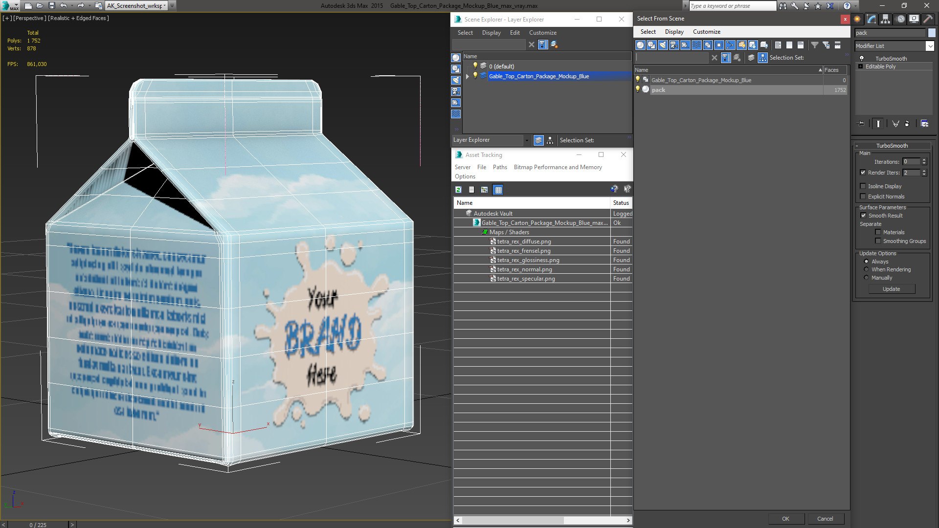 Gable Top Carton Package Mockup Blue 3D Model - TurboSquid 1925364