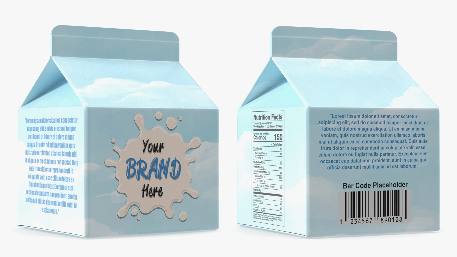Gable Top Carton Package Mockup Blue 3D Model - TurboSquid 1925364