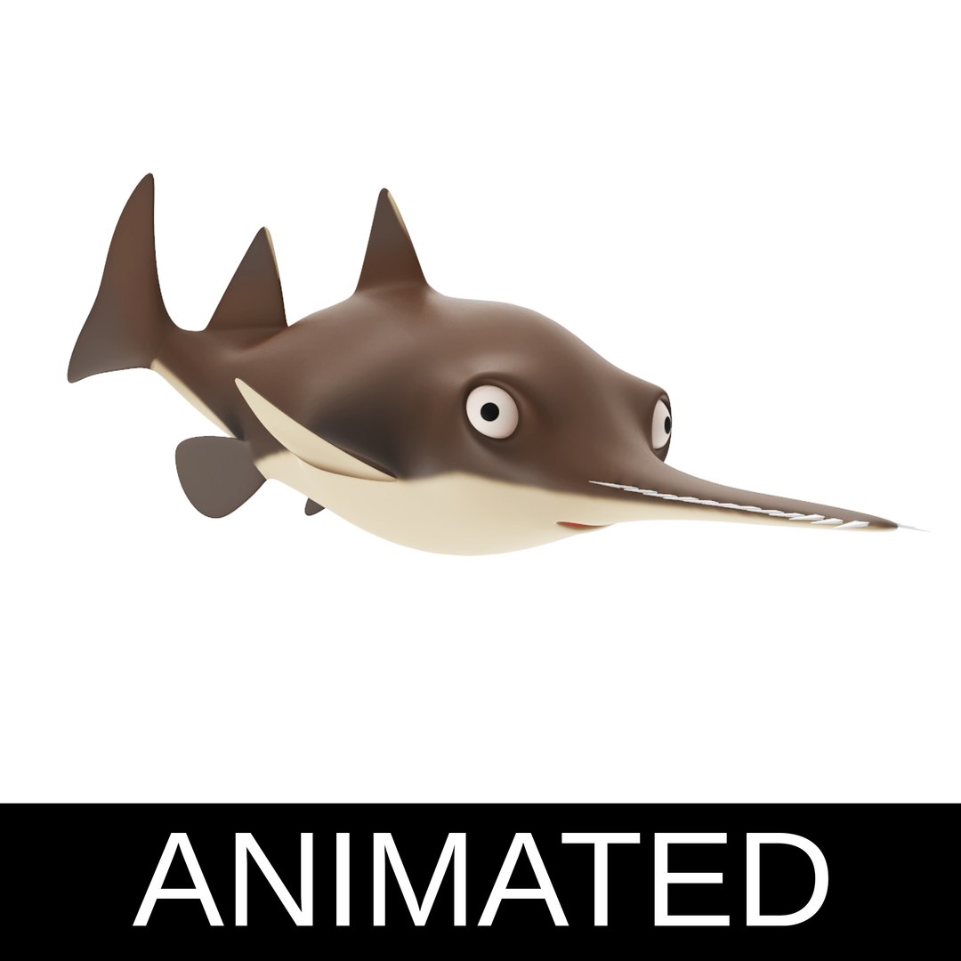 3D large tooth saw fish toon - TurboSquid 1586330