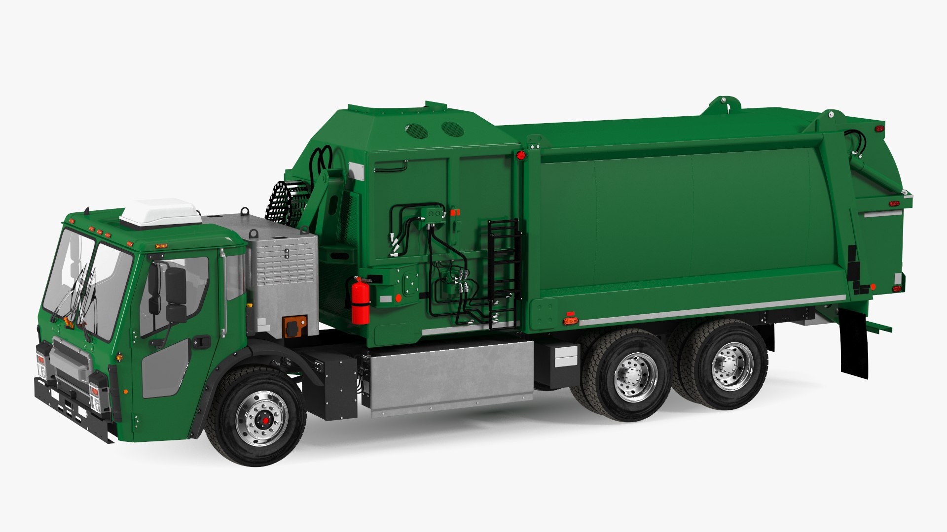Refuse Truck Electric Green Simple Interior Rigged 3D model ...