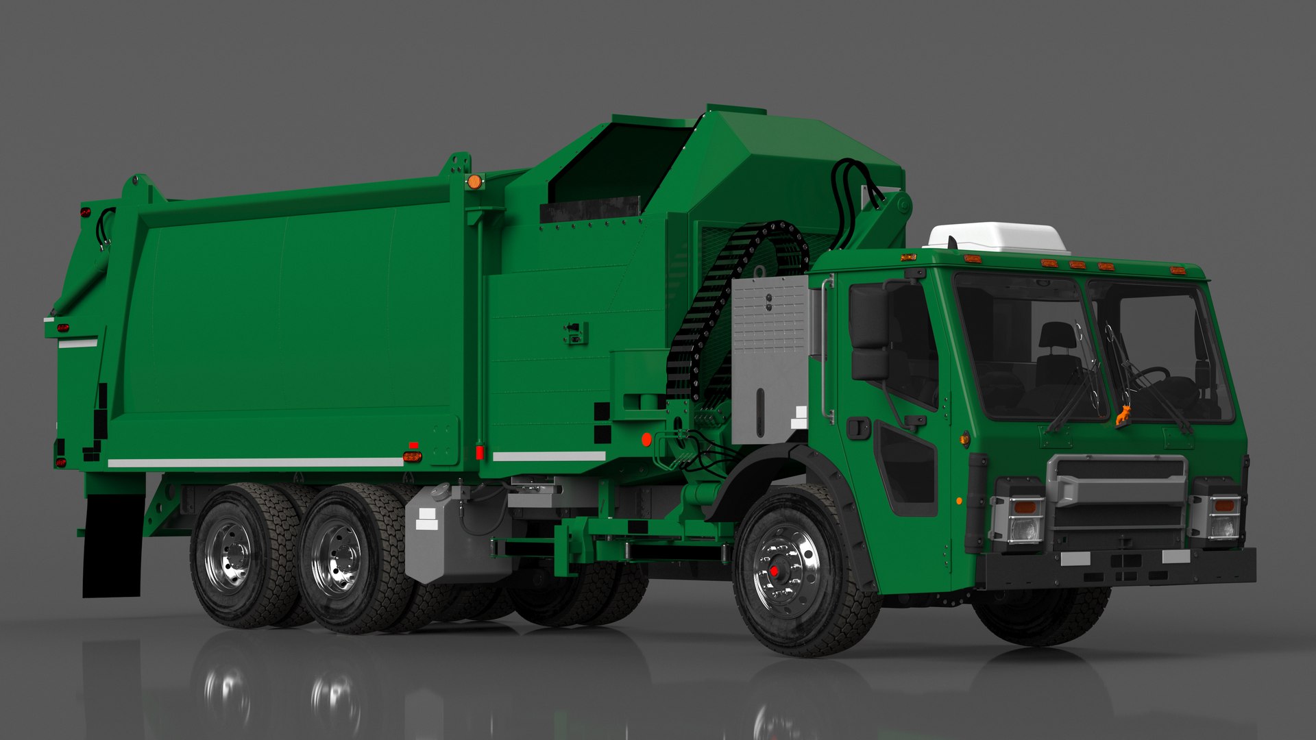Refuse Truck Electric Green Simple Interior Rigged 3D model ...