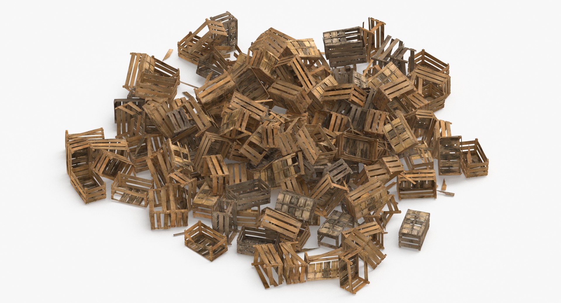 3D Wood Crate Pile Small Medium and Large - TurboSquid 2027211
