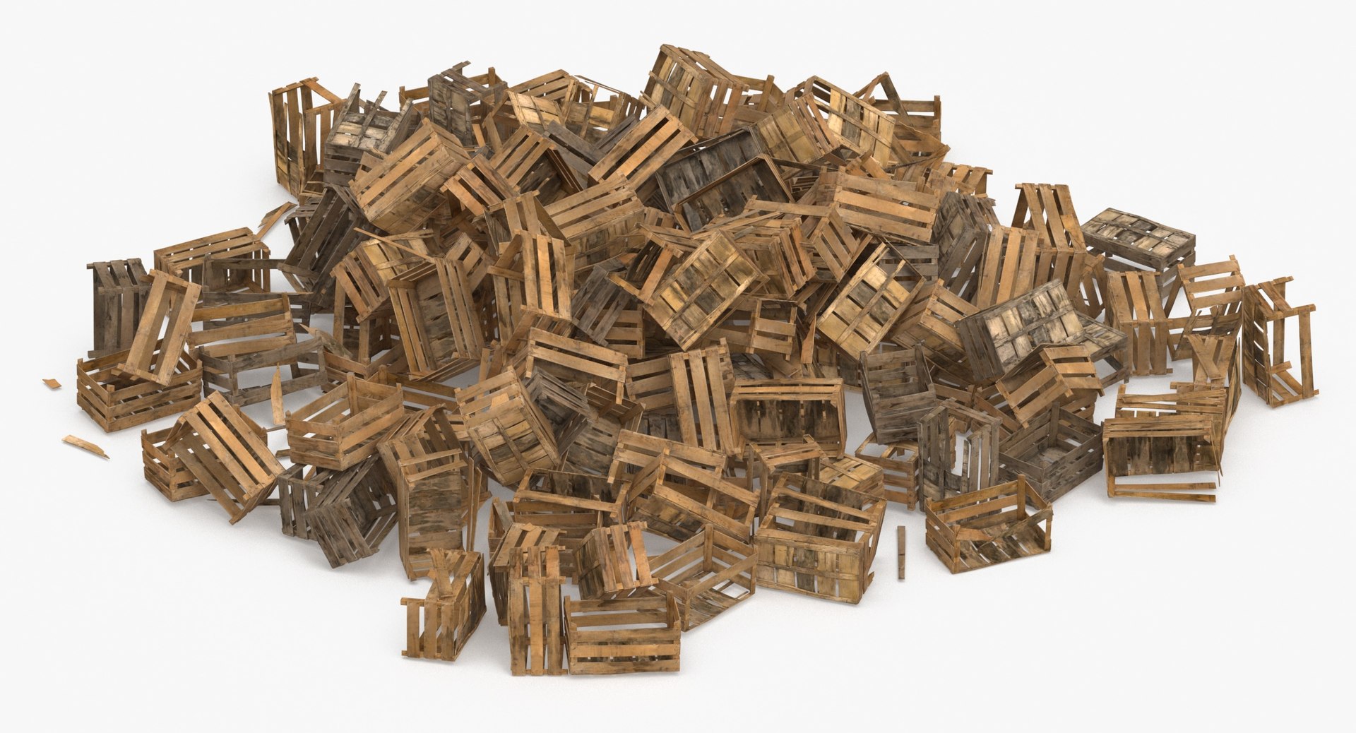 3D Wood Crate Pile Small Medium and Large - TurboSquid 2027211
