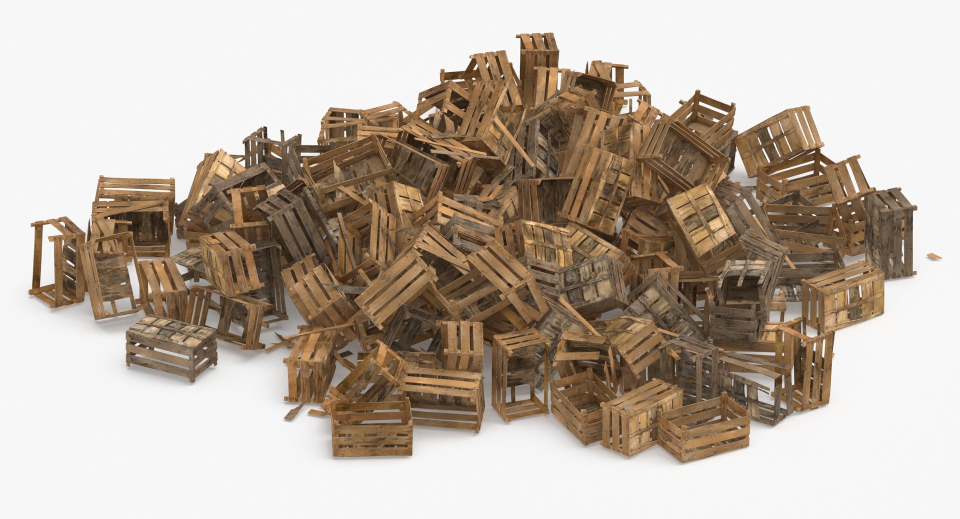 3D Wood Crate Pile Small Medium and Large - TurboSquid 2027211