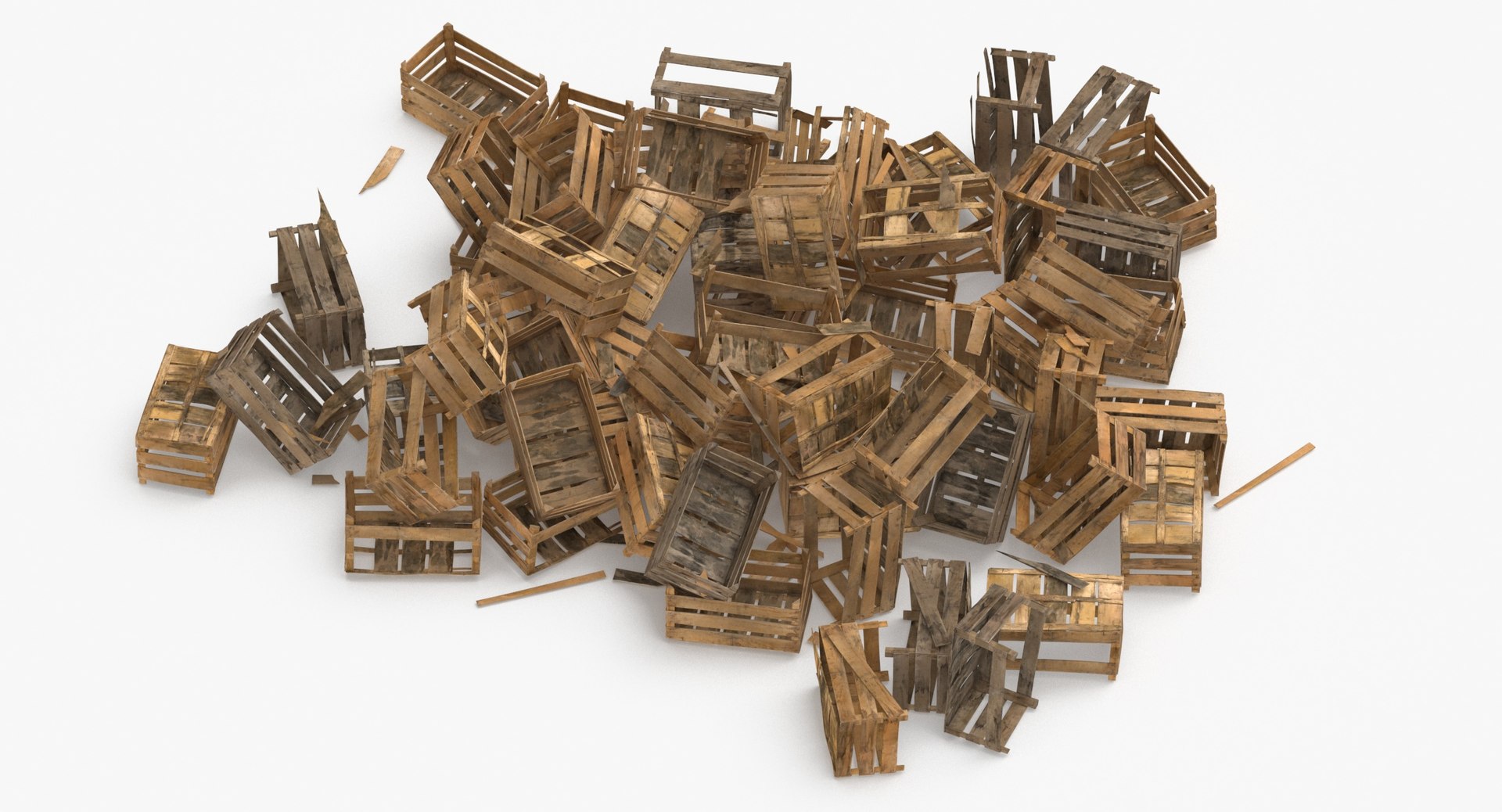 3D Wood Crate Pile Small Medium and Large - TurboSquid 2027211