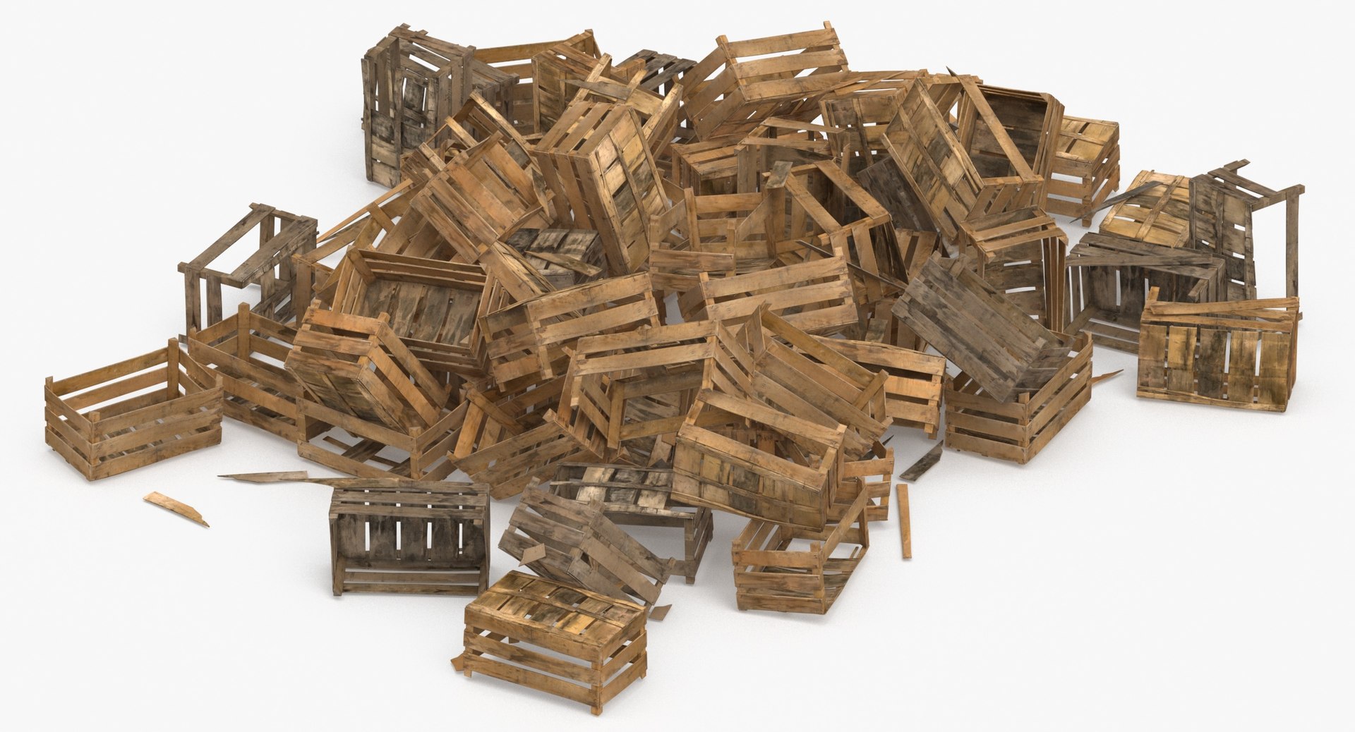 3D Wood Crate Pile Small Medium and Large - TurboSquid 2027211
