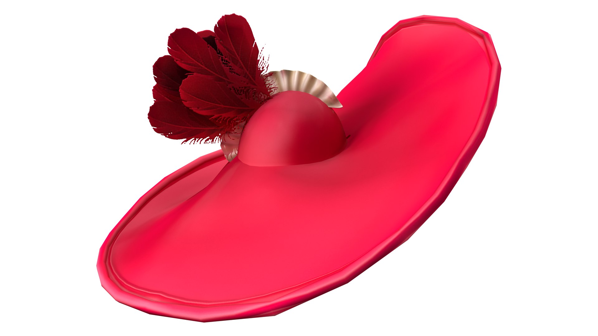 Female Feathers Decorated Big Vintage Red Derby Hat 3D model ...