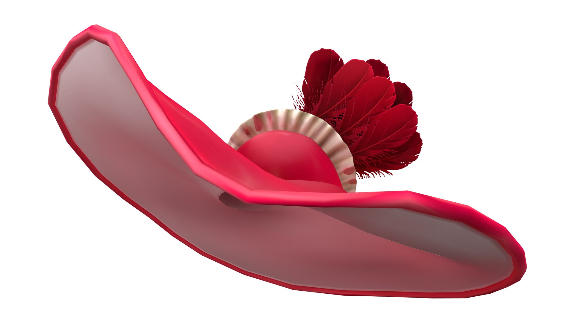 Female Feathers Decorated Big Vintage Red Derby Hat 3D model ...
