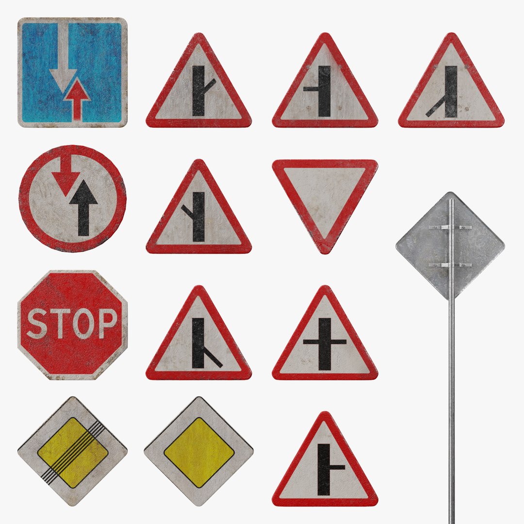 3D Model Priority Road Signs - TurboSquid 1954590