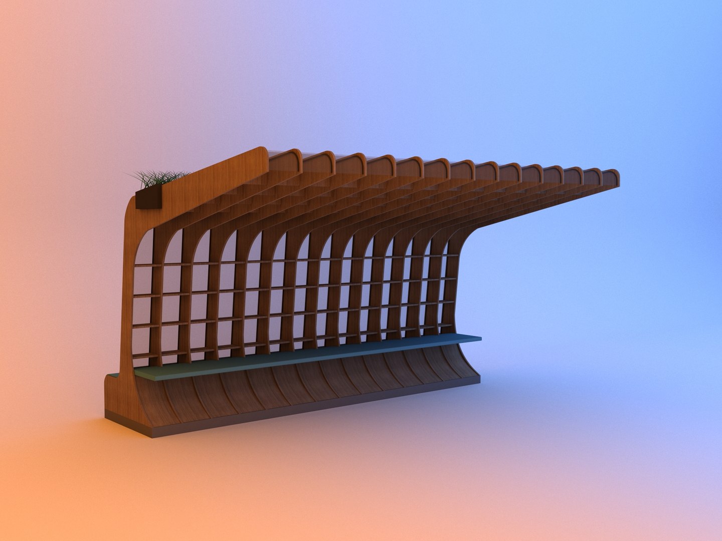 Urban parametric design of modular bus stop model - TurboSquid 1807527