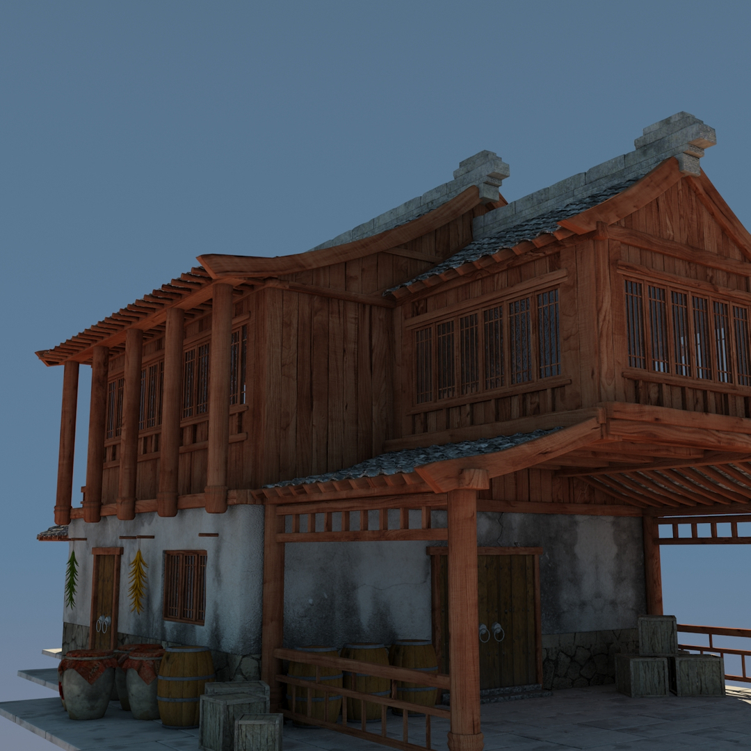 3d model of medieval chinese depot