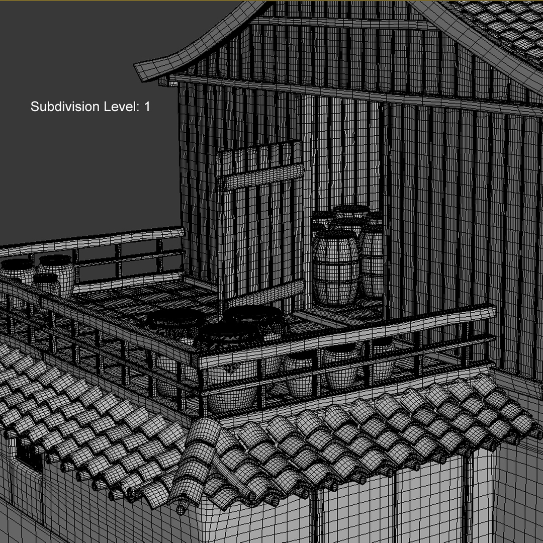 3d model of medieval chinese depot
