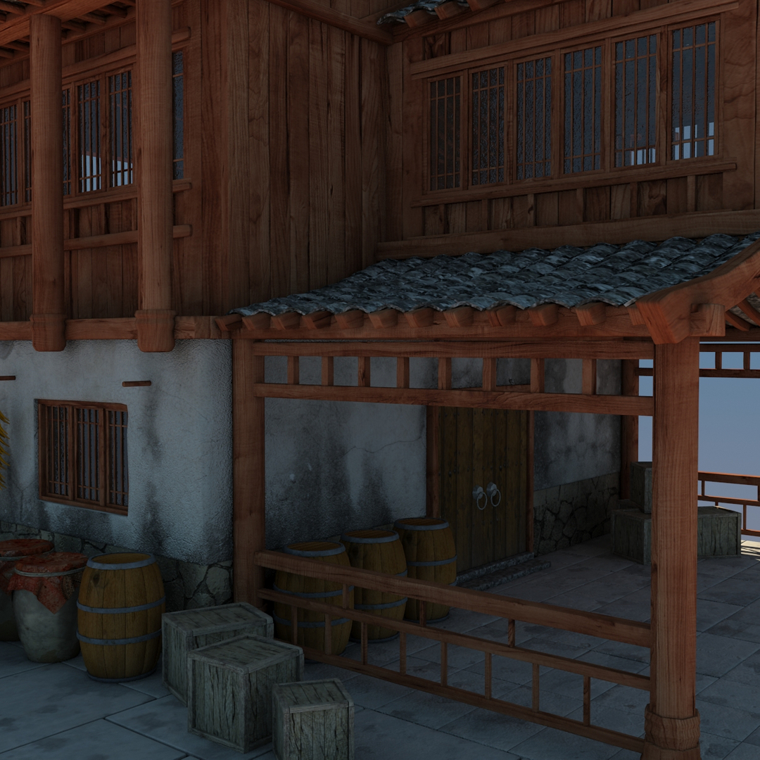 3d model of medieval chinese depot
