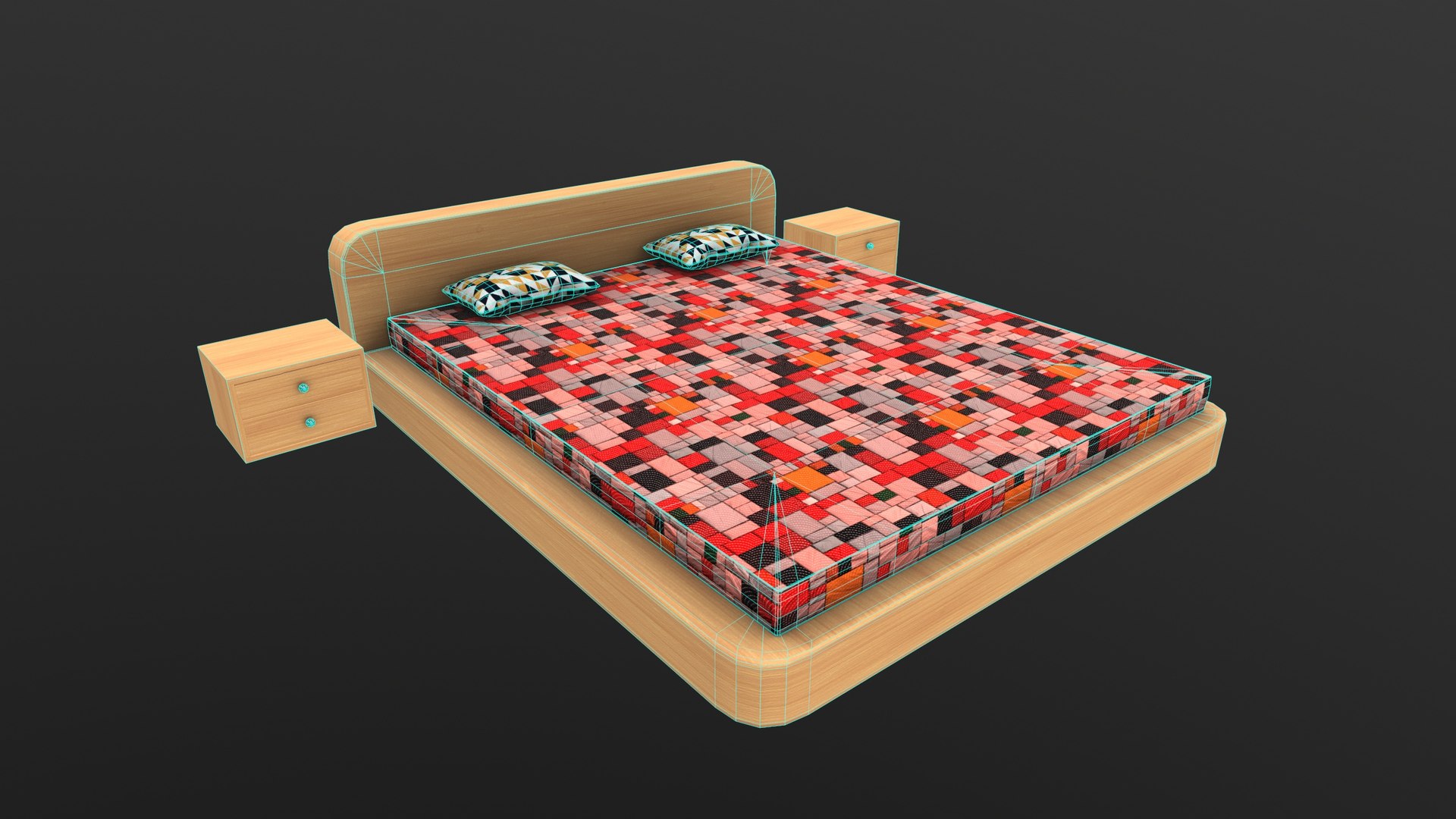 Stylish Bed AR VR Lowpoly PBR with game ready model - TurboSquid 2028766