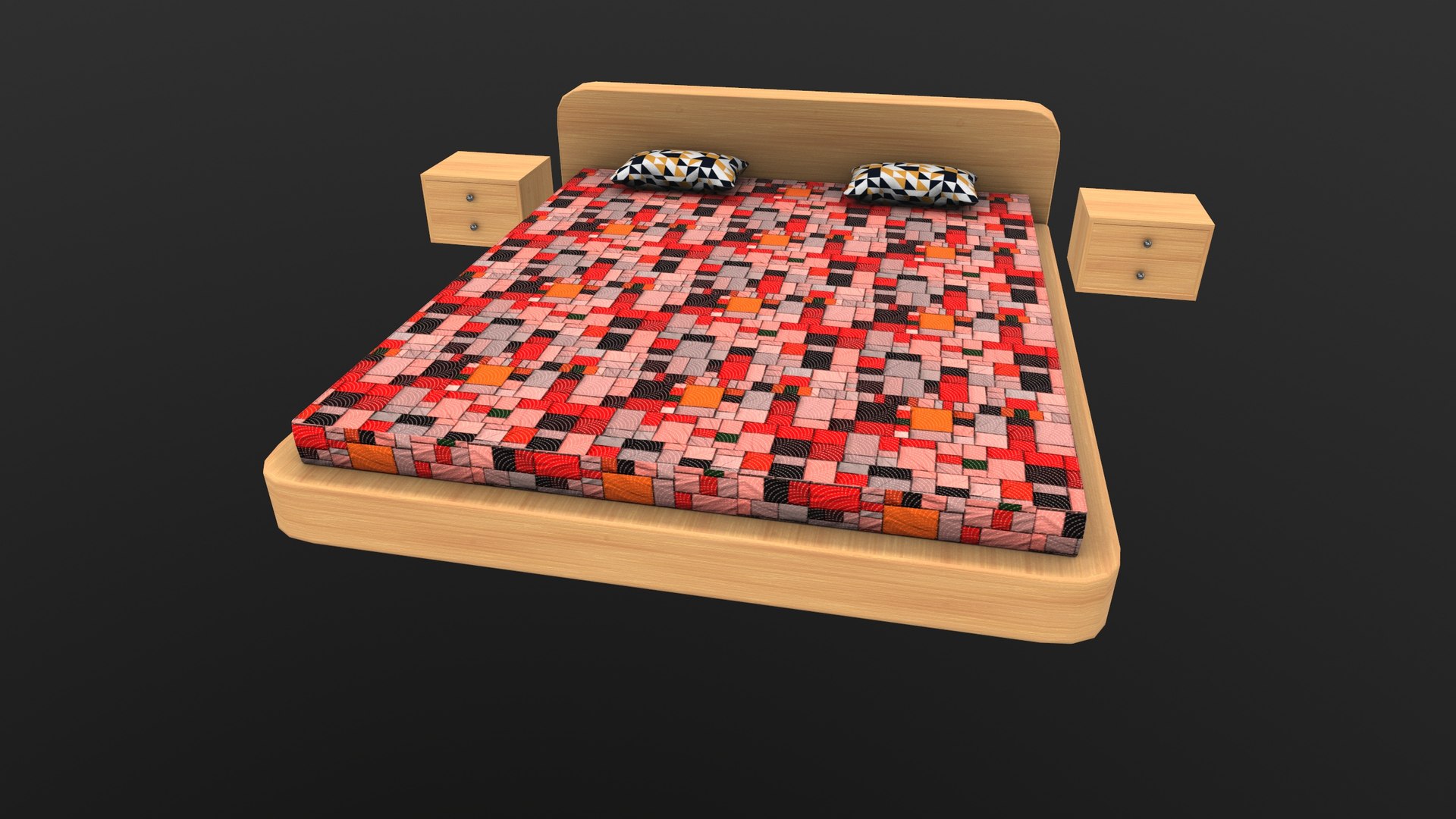 Stylish Bed AR VR Lowpoly PBR with game ready model - TurboSquid 2028766