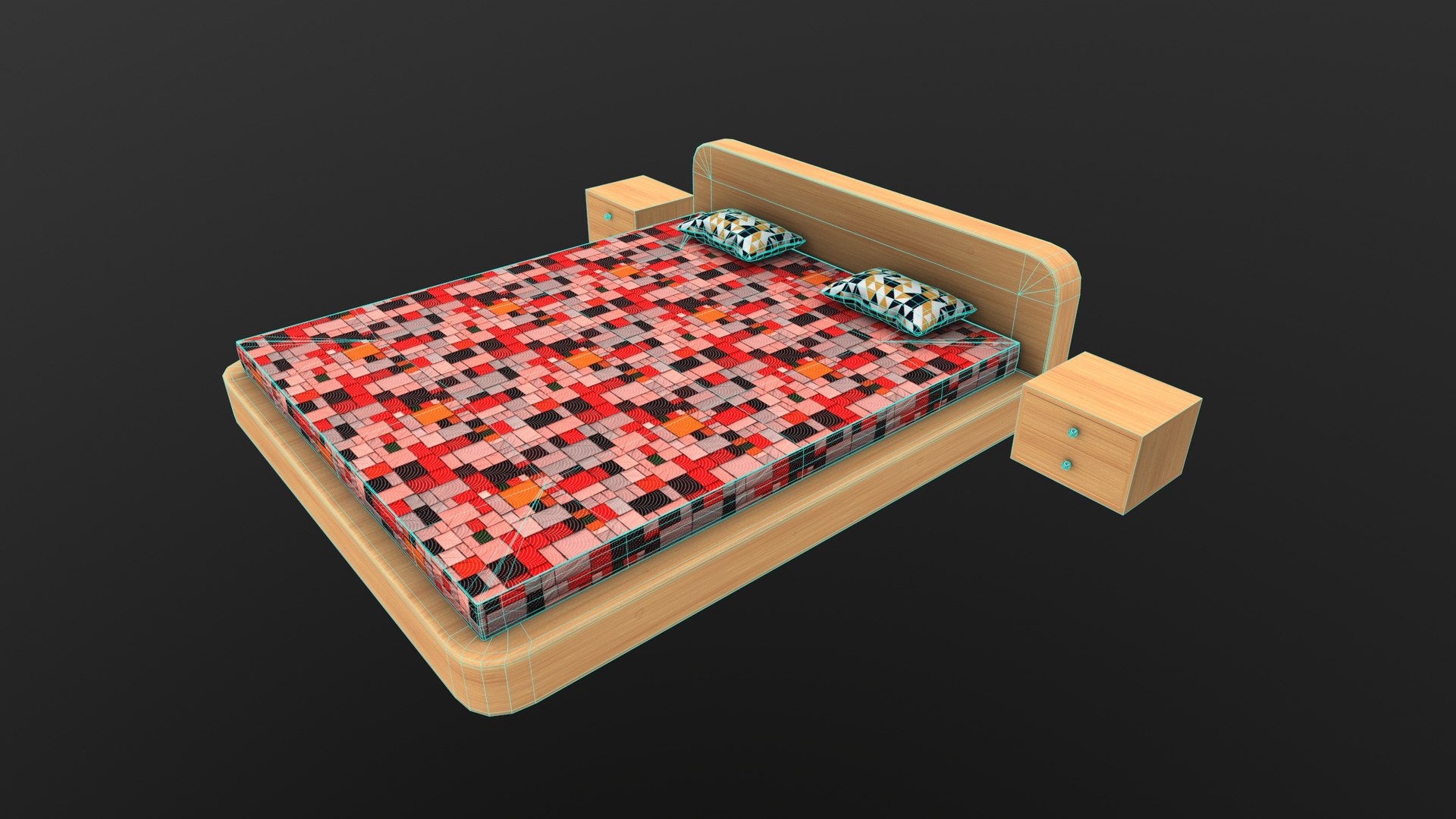 Stylish Bed AR VR Lowpoly PBR with game ready model - TurboSquid 2028766