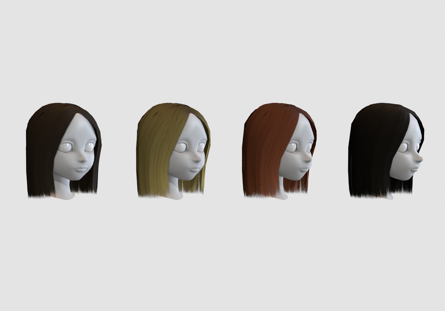 3D Hairstyle In 4 Colors - TurboSquid 1899502