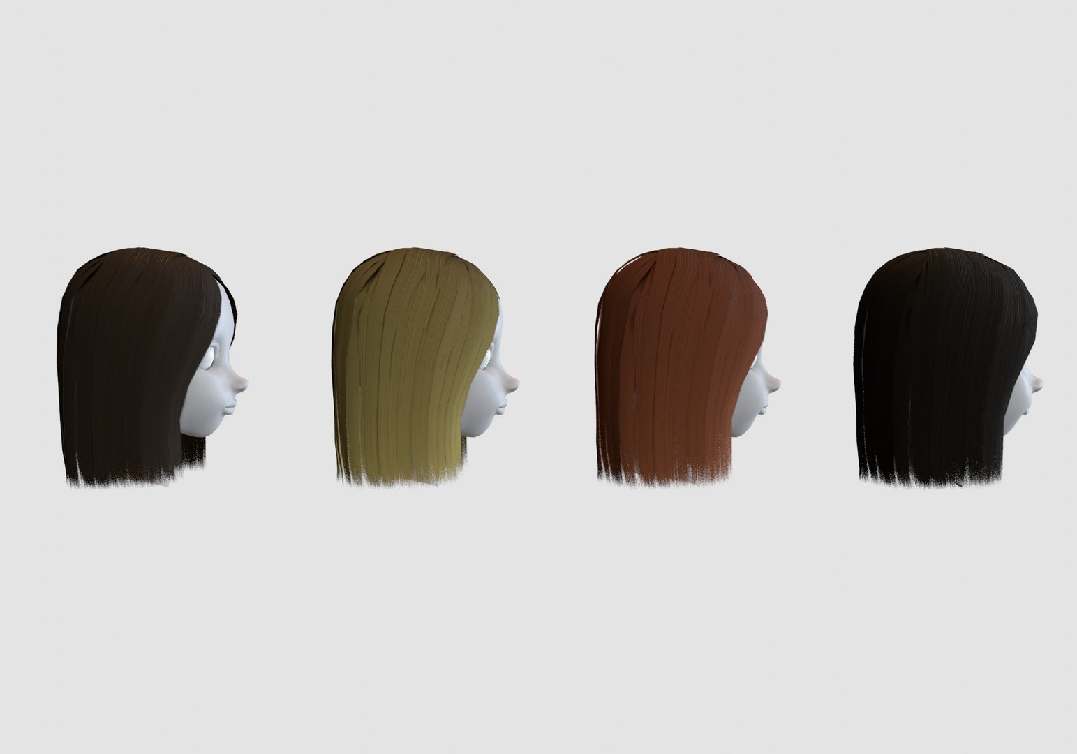 3D Hairstyle In 4 Colors - TurboSquid 1899502