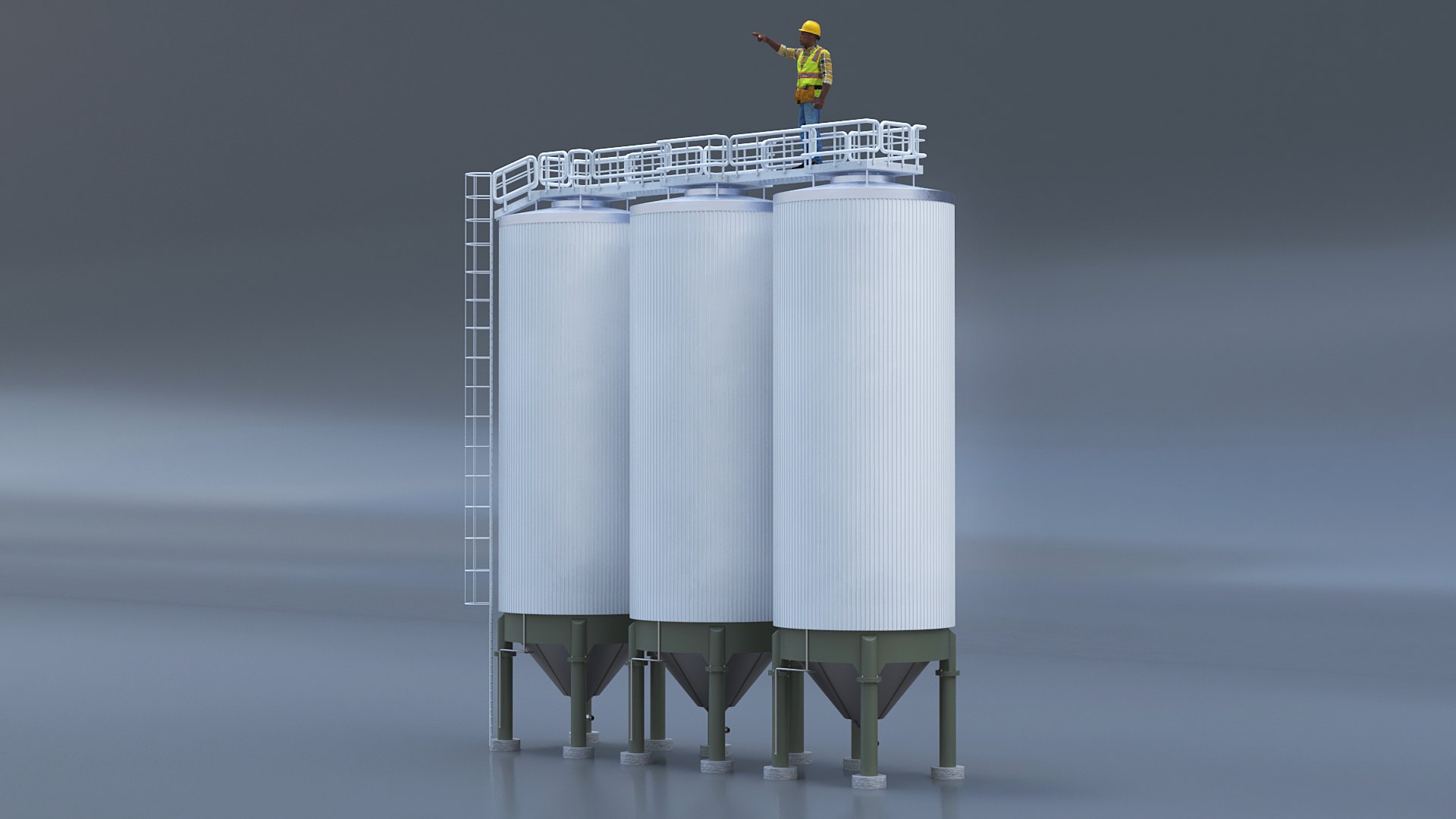 Silo Fermentation Tanks Worker 3D - TurboSquid 2328179