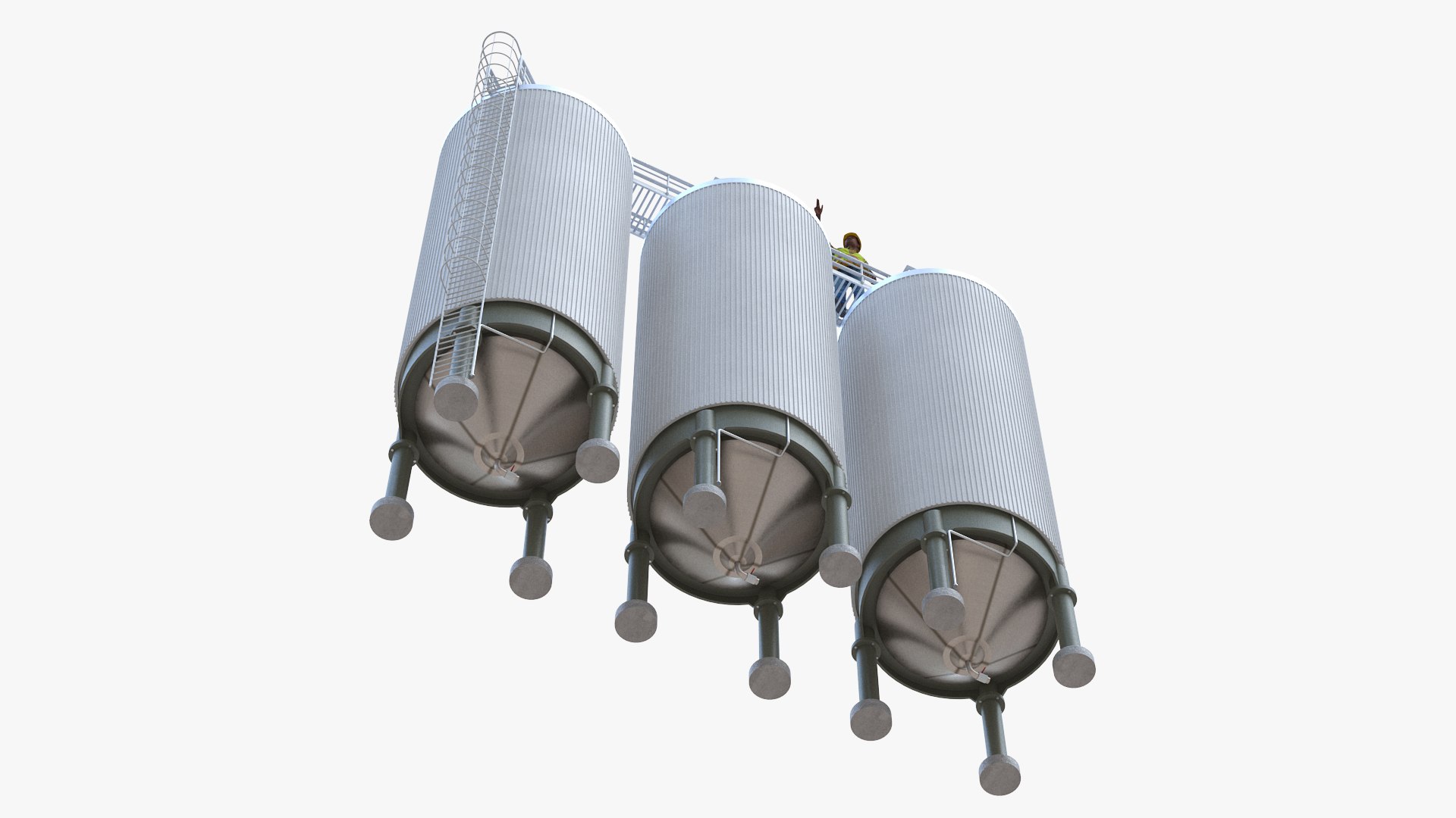 Silo Fermentation Tanks Worker 3D - TurboSquid 2328179